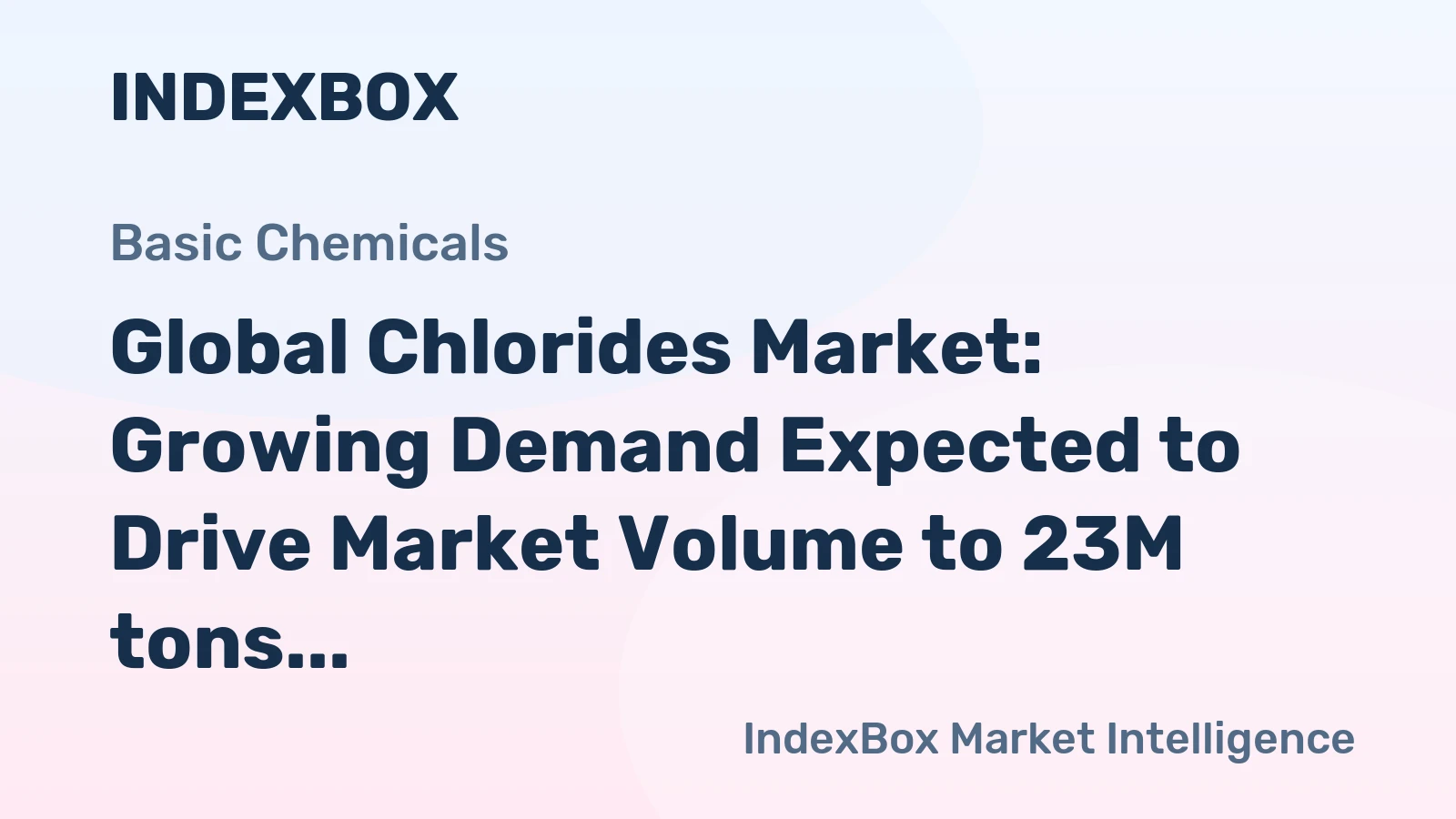 Global Chlorides Market: Growing Demand Expected to Drive Market Volume to 23M tons and Market Value to $15.8B by 2035