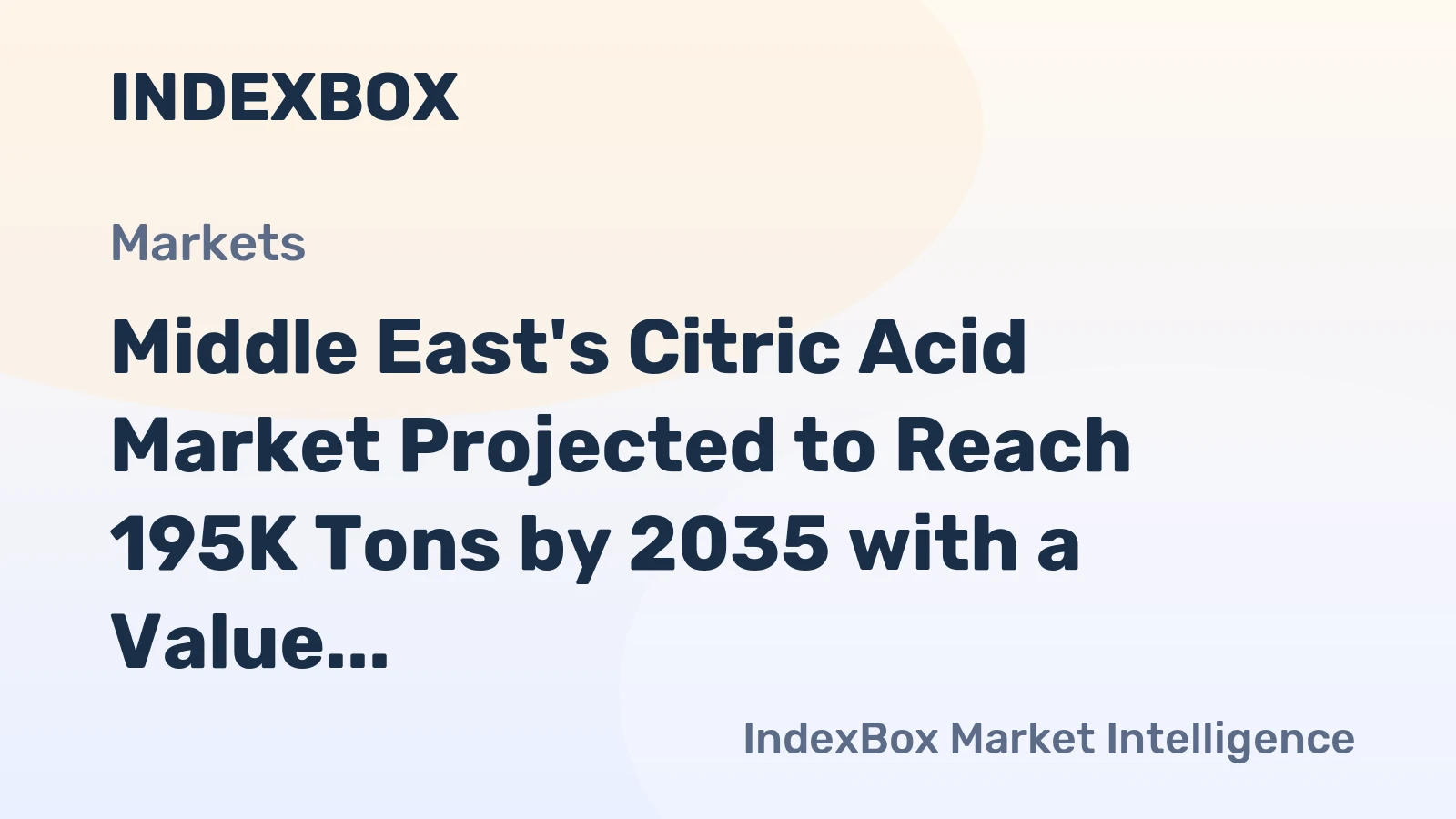 Middle East's Citric Acid Market Projected to Reach 195K Tons by 2035 with a Value of $268M
