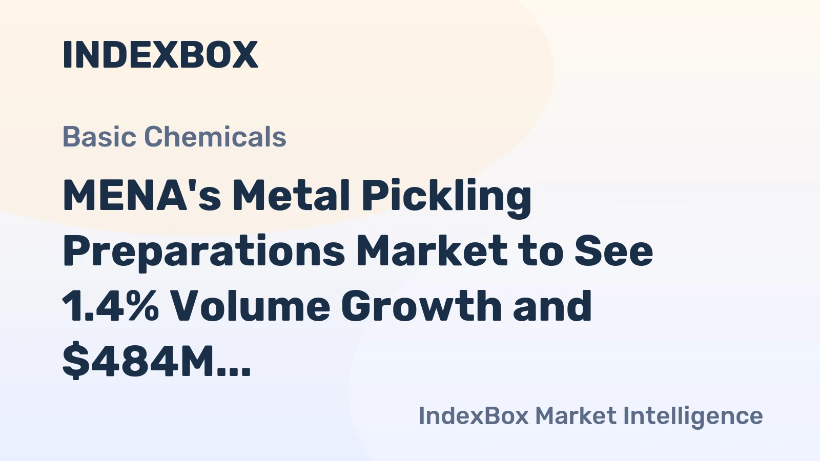 MENA's Metal Pickling Preparations Market to See 1.4% Volume Growth and $484M Value by 2035