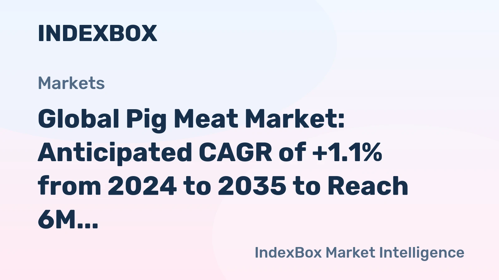 Global Pig Meat Market: Anticipated CAGR of +1.1% from 2024 to 2035 to Reach 6M Tons