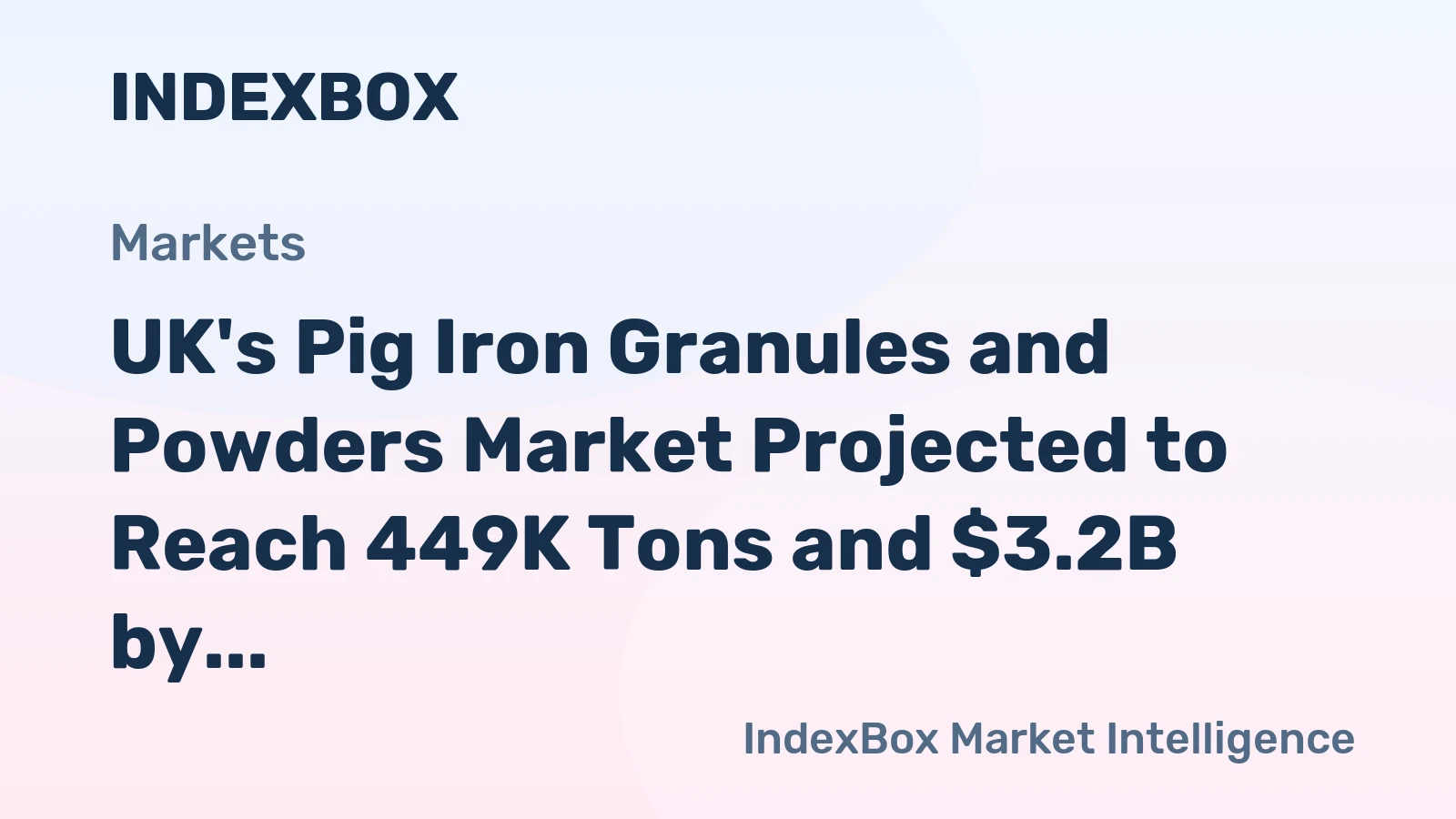 UK's Pig Iron Granules and Powders Market Projected to Reach 449K Tons and $3.2B by 2035