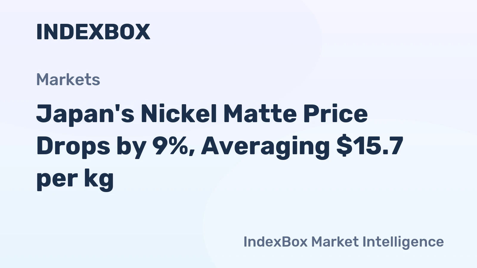 Japan's Nickel Matte Price Drops by 9%, Averaging $15.7 per kg