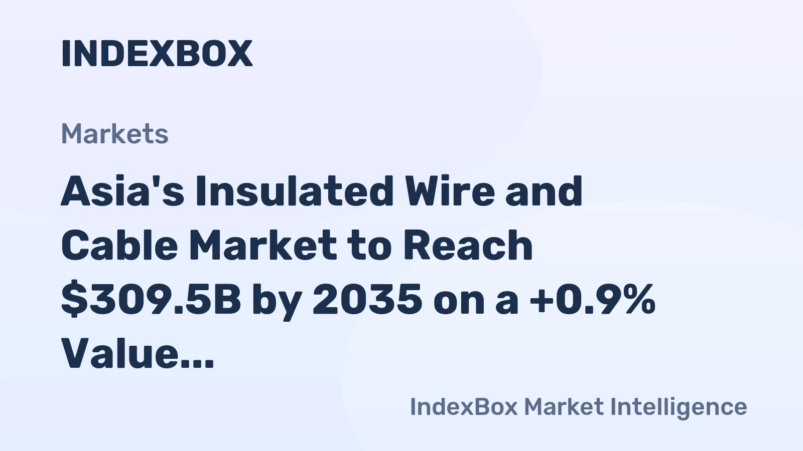 Asia's Insulated Wire and Cable Market to Reach $309.5B by 2035 on a +0.9% Value CAGR