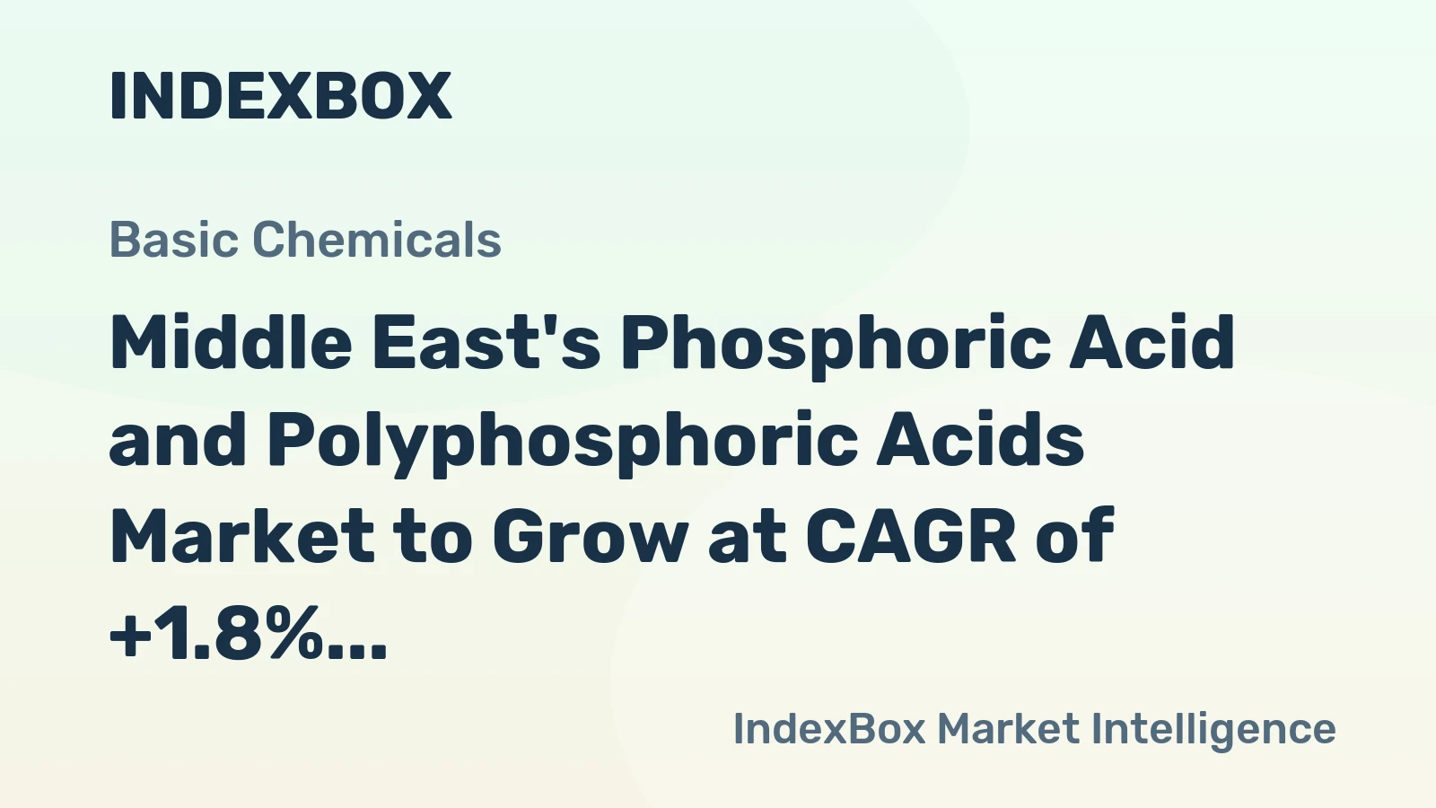 Middle East's Phosphoric Acid and Polyphosphoric Acids Market to Grow at CAGR of +1.8% over Next Decade