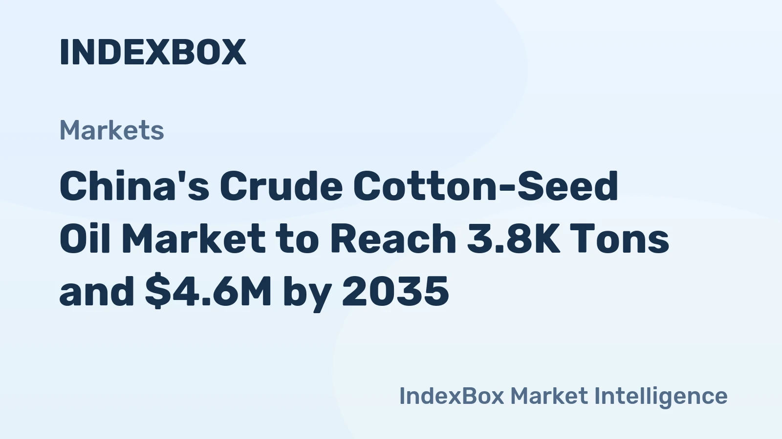 China's Crude Cotton-Seed Oil Market to Reach 3.8K Tons and $4.6M by 2035