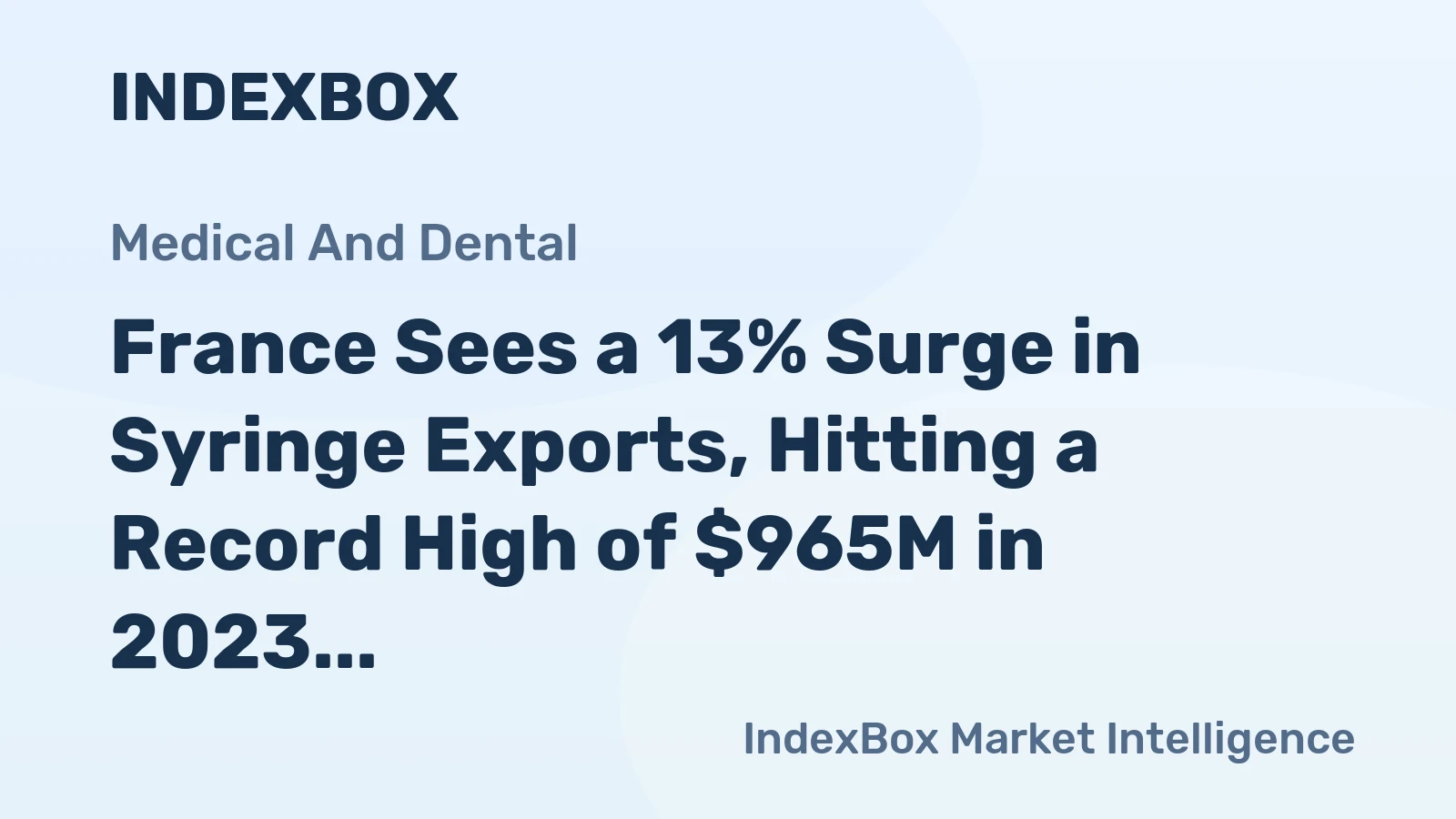 France Sees a 13% Surge in Syringe Exports, Hitting a Record High of $965M in 2023