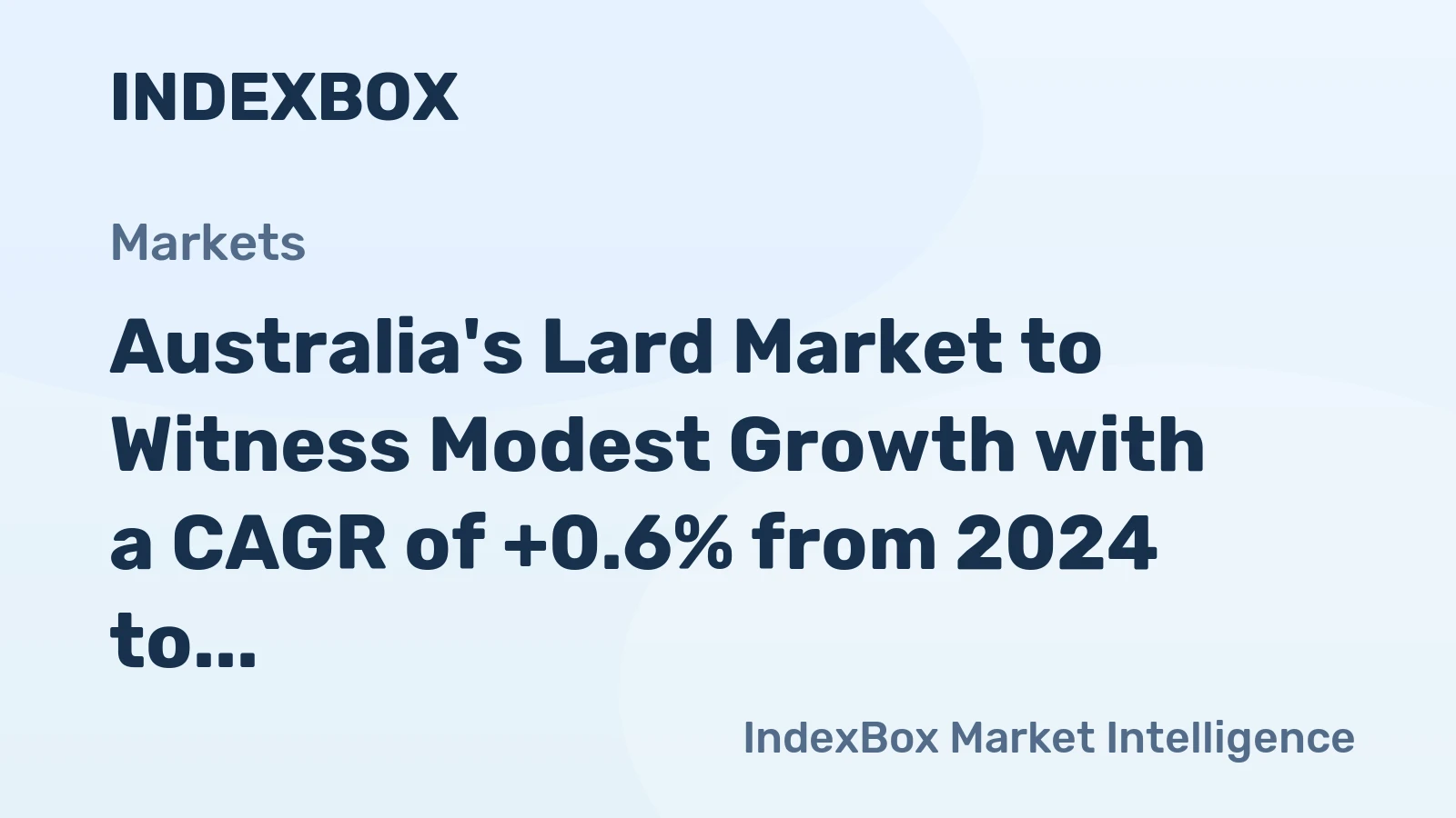Australia's Lard Market to Witness Modest Growth with a CAGR of +0.6% from 2024 to 2035