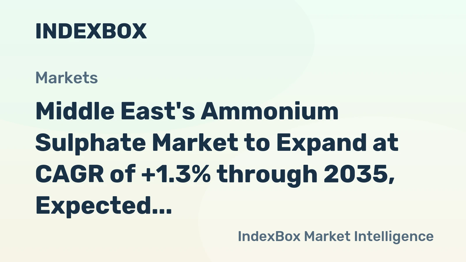 Middle East's Ammonium Sulphate Market to Expand at CAGR of +1.3% through 2035, Expected to Reach $750M