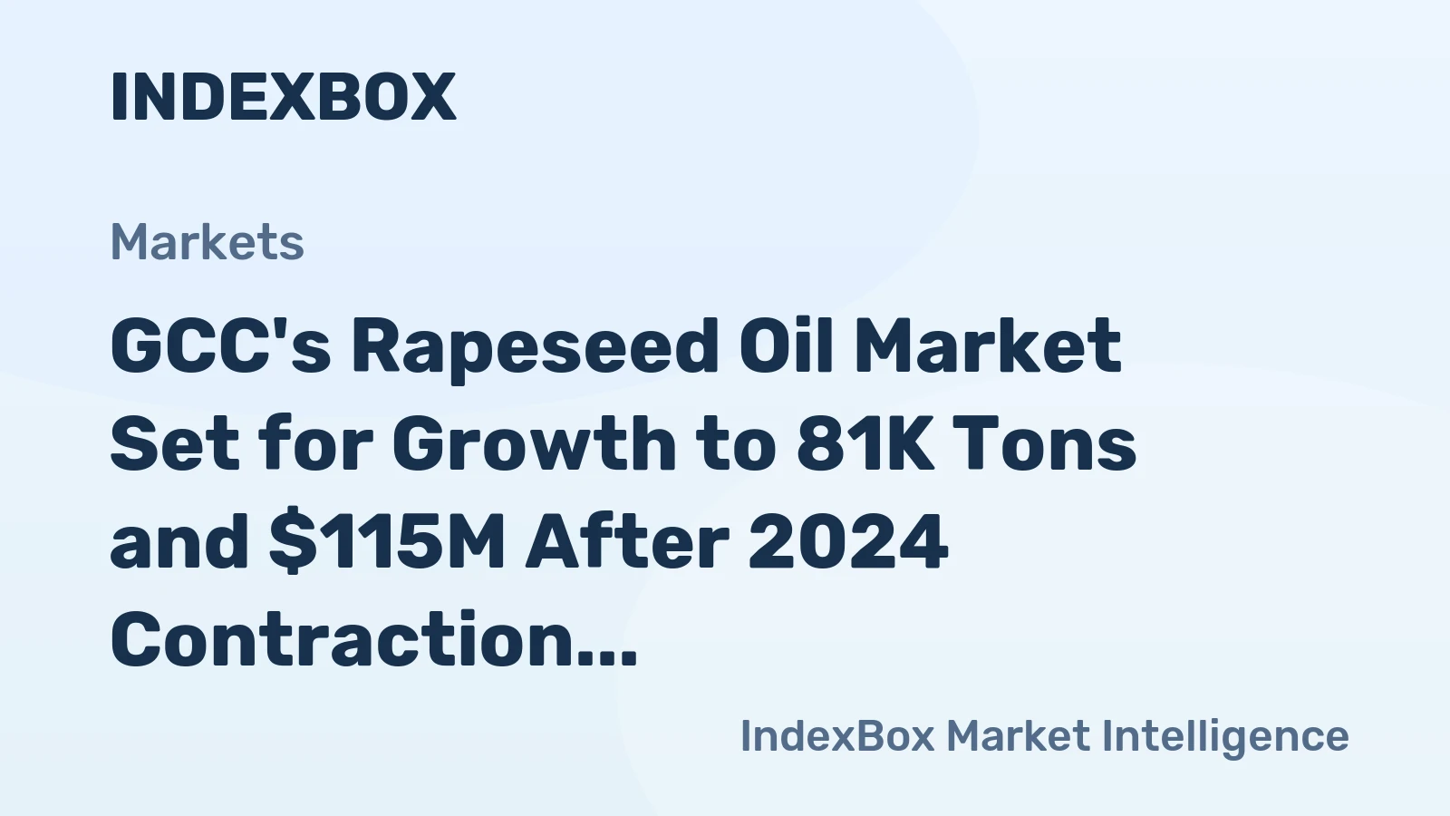 GCC's Rapeseed Oil Market Set for Growth to 81K Tons and $115M After 2024 Contraction