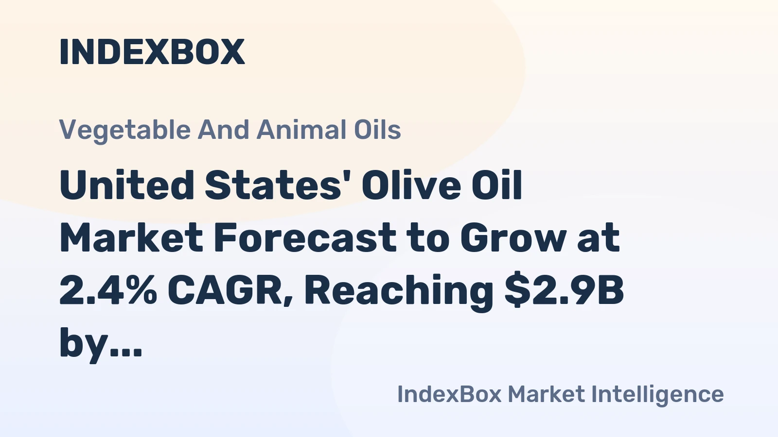 United States' Olive Oil Market Forecast to Grow at 2.4% CAGR, Reaching $2.9B by 2035