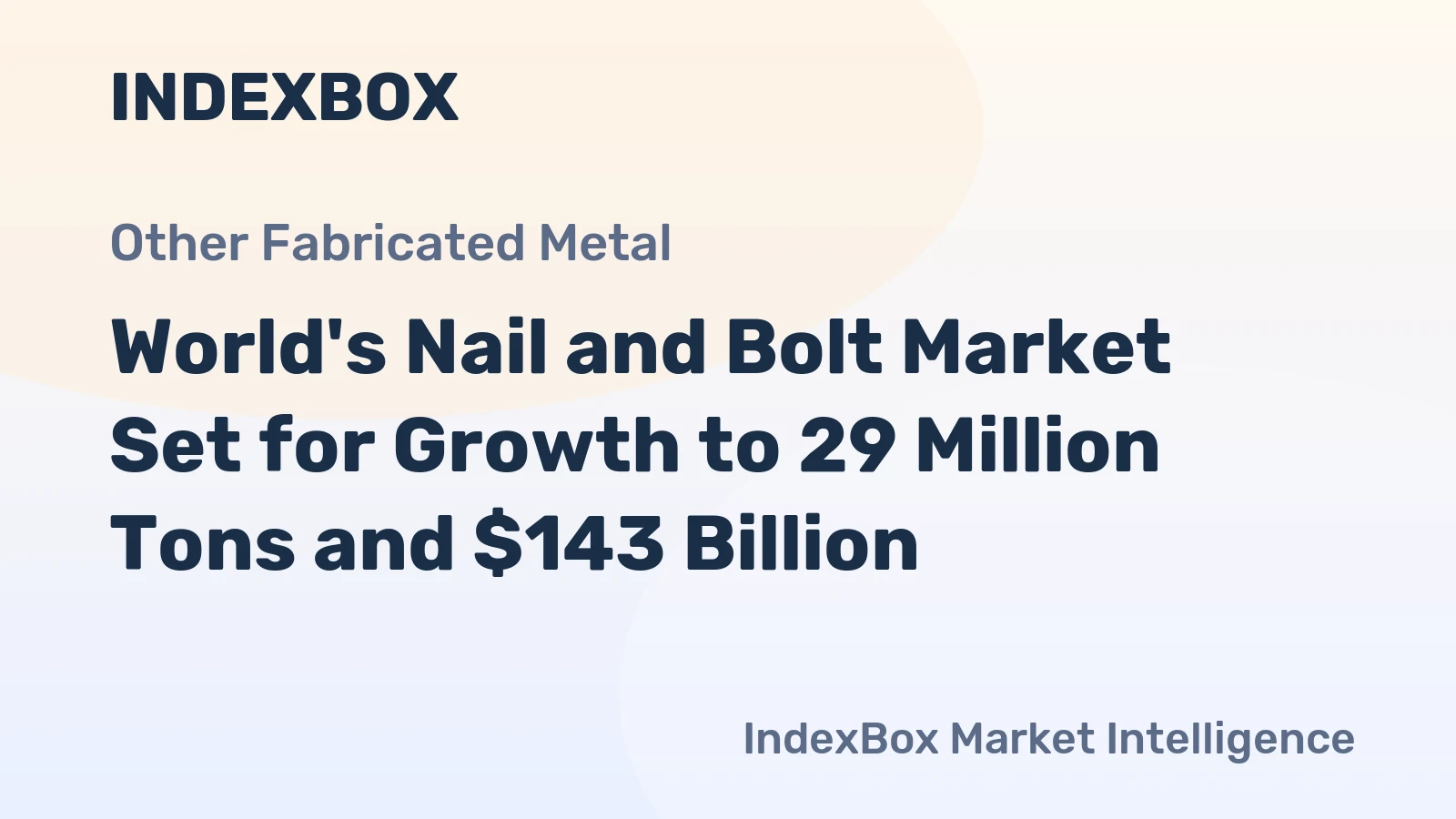 World's Nail and Bolt Market Set for Growth to 29 Million Tons and $143 Billion