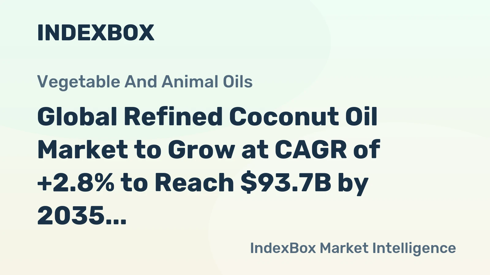 Global Refined Coconut Oil Market to Grow at CAGR of +2.8% to Reach $93.7B by 2035