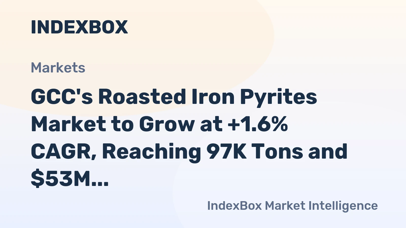 GCC's Roasted Iron Pyrites Market to Grow at +1.6% CAGR, Reaching 97K Tons and $53M by 2035