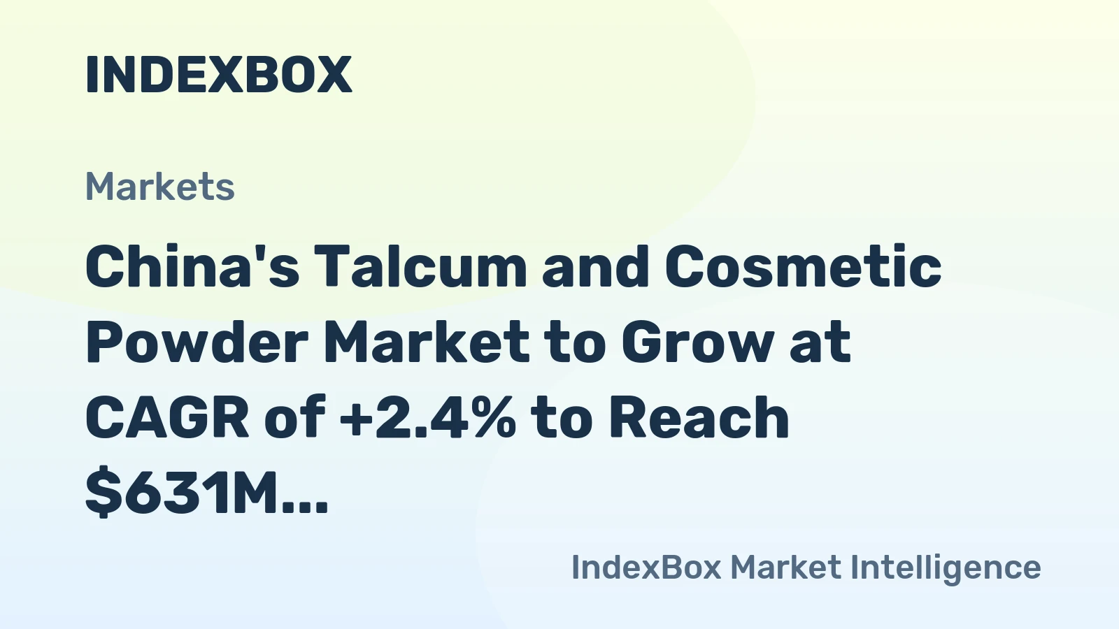 China's Talcum and Cosmetic Powder Market to Grow at CAGR of +2.4% to Reach $631M by 2035