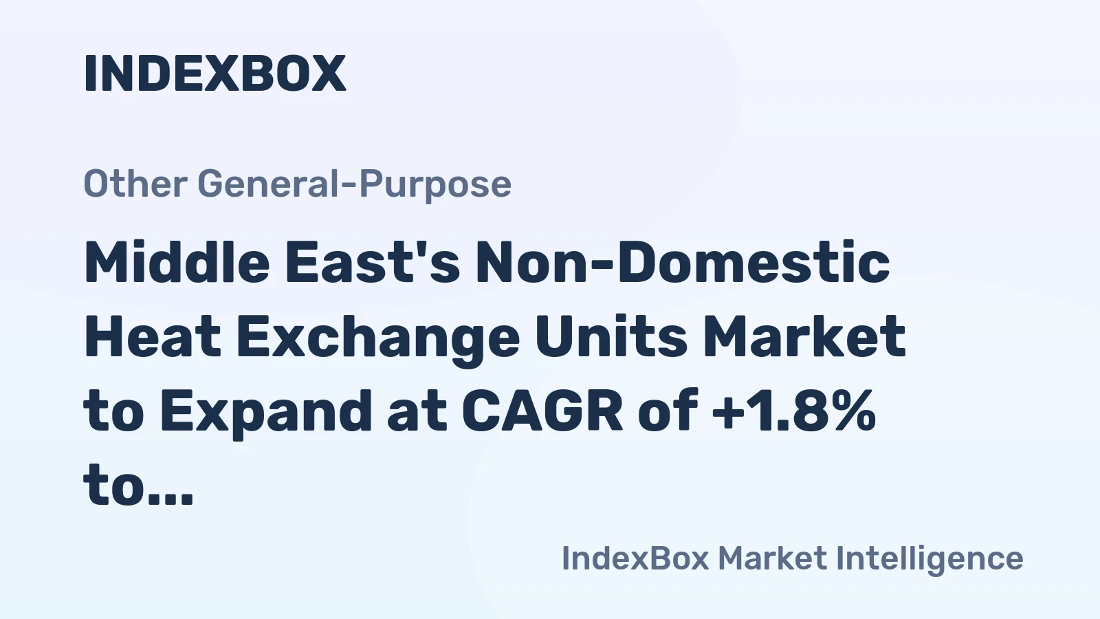 Middle East's Non-Domestic Heat Exchange Units Market to Expand at CAGR of +1.8% to Reach $29.9B by 2035