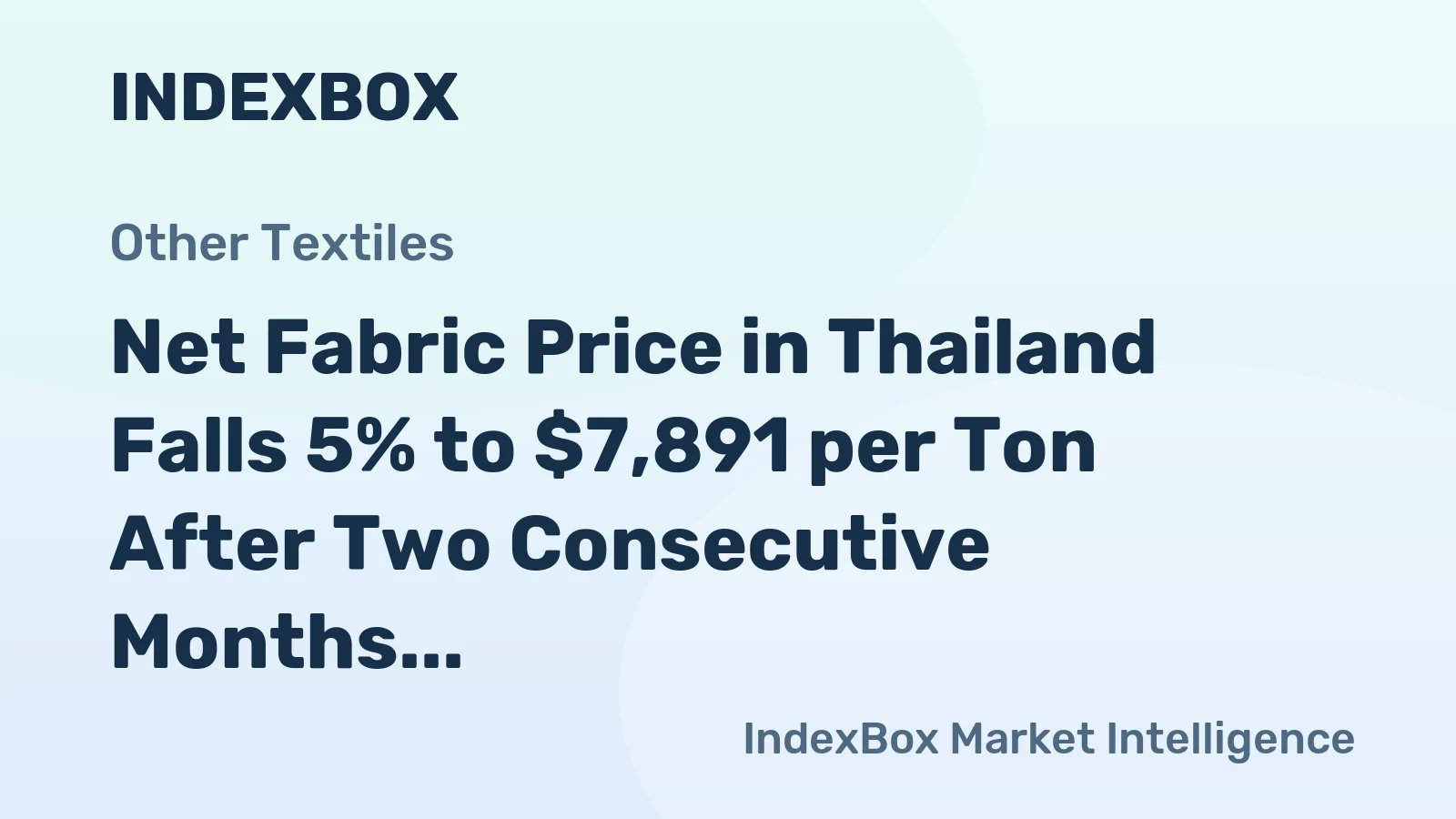 Net Fabric Price in Thailand Falls 5% to $7,891 per Ton After Two Consecutive Months of Decline