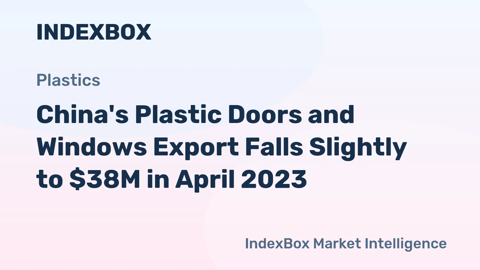 China's Plastic Doors and Windows Export Falls Slightly to $38M in April 2023