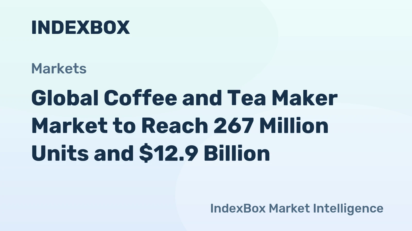 Global Coffee and Tea Maker Market to Reach 267 Million Units and $12.9 Billion