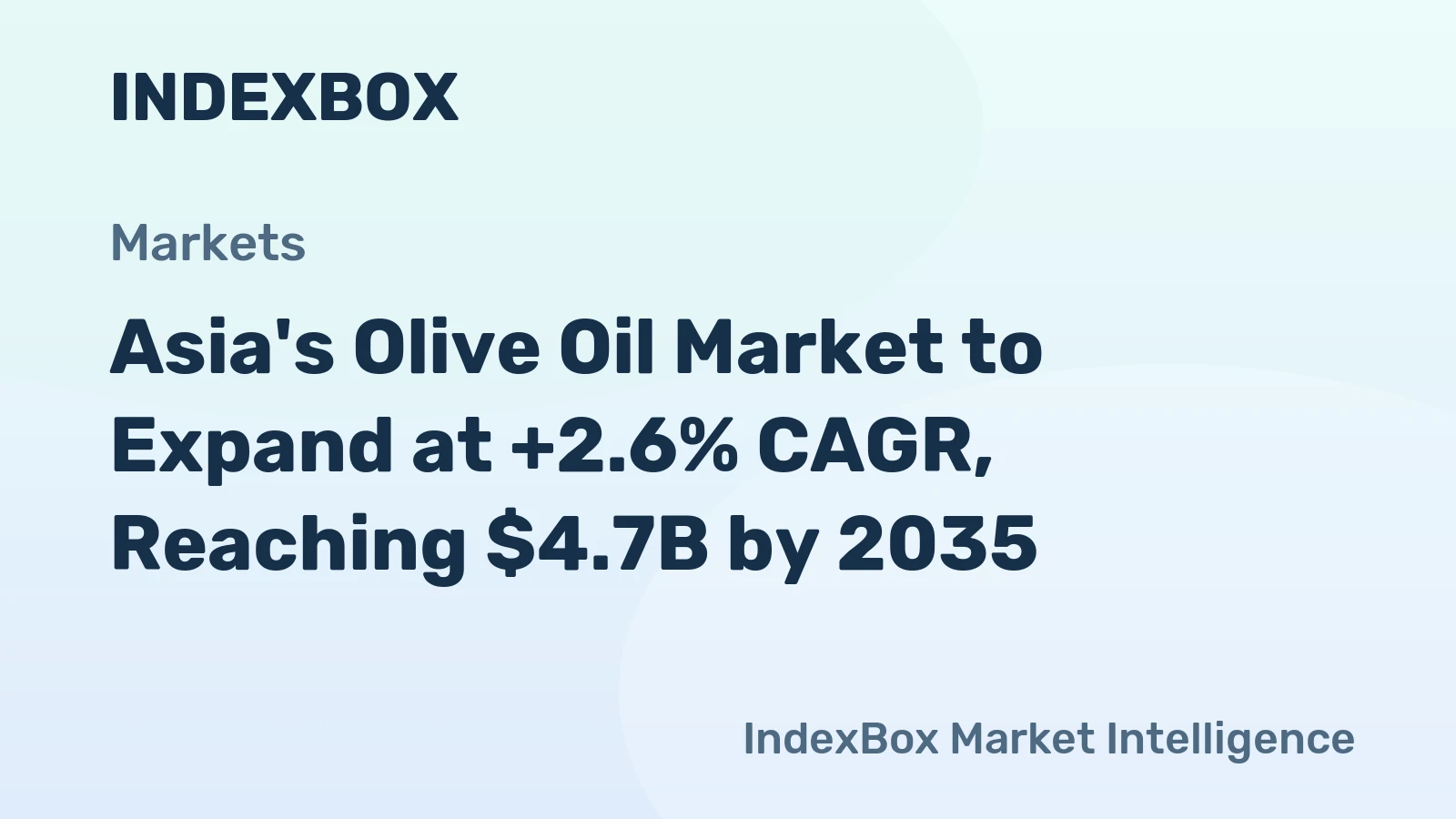 Asia's Olive Oil Market to Expand at +2.6% CAGR, Reaching $4.7B by 2035