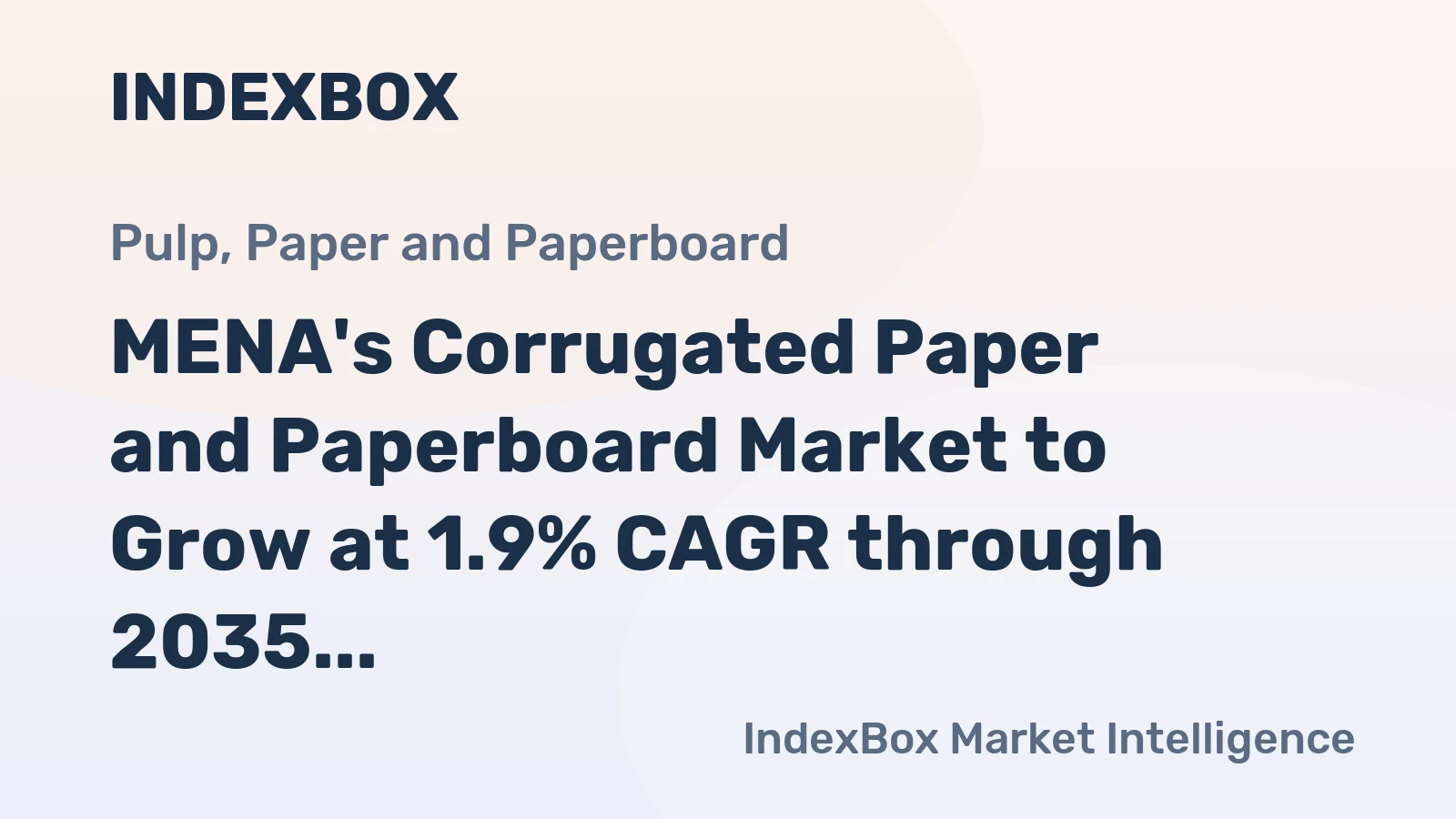 MENA's Corrugated Paper and Paperboard Market to Grow at 1.9% CAGR through 2035, Reaching 5.5M Tons in Volume