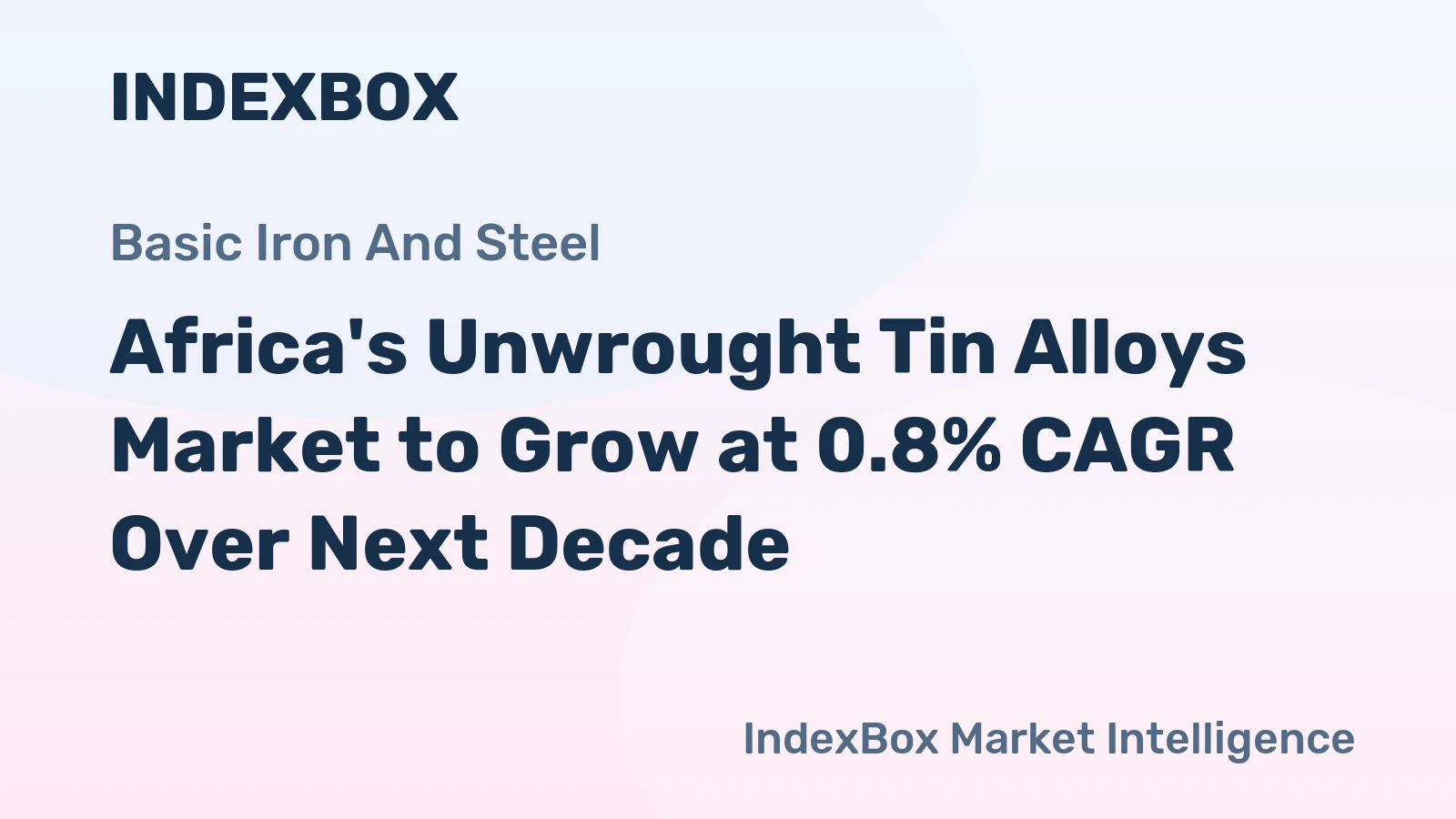 Africa's Unwrought Tin Alloys Market to Grow at 0.8% CAGR Over Next Decade