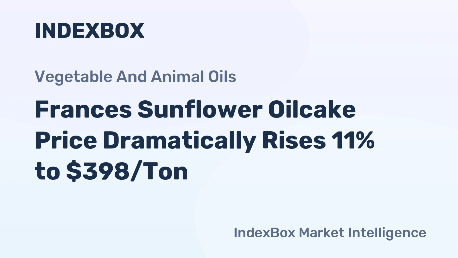 Frances Sunflower Oilcake Price Dramatically Rises 11% to $398/Ton