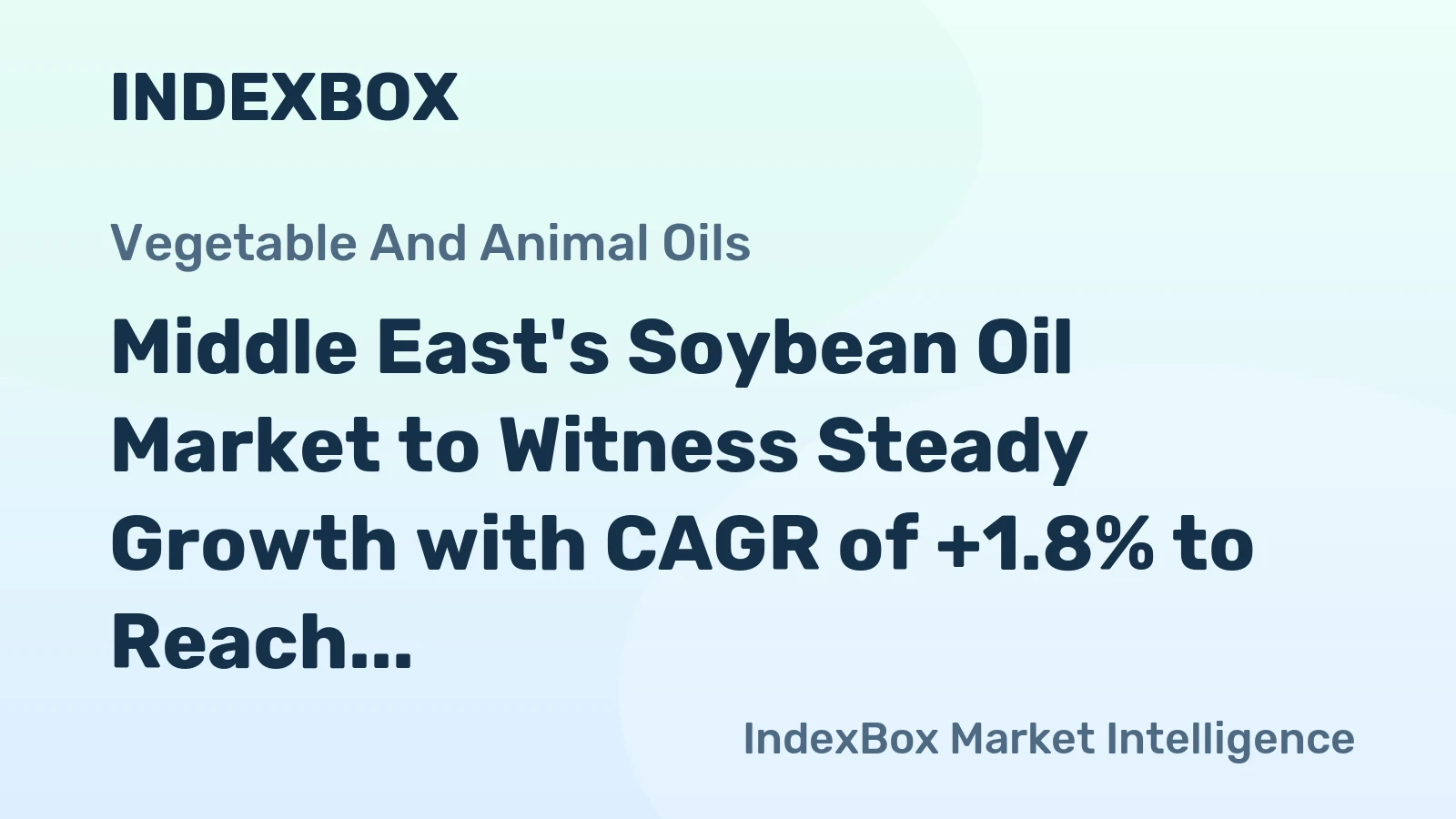 Middle East's Soybean Oil Market to Witness Steady Growth with CAGR of +1.8% to Reach $1.5B by 2035