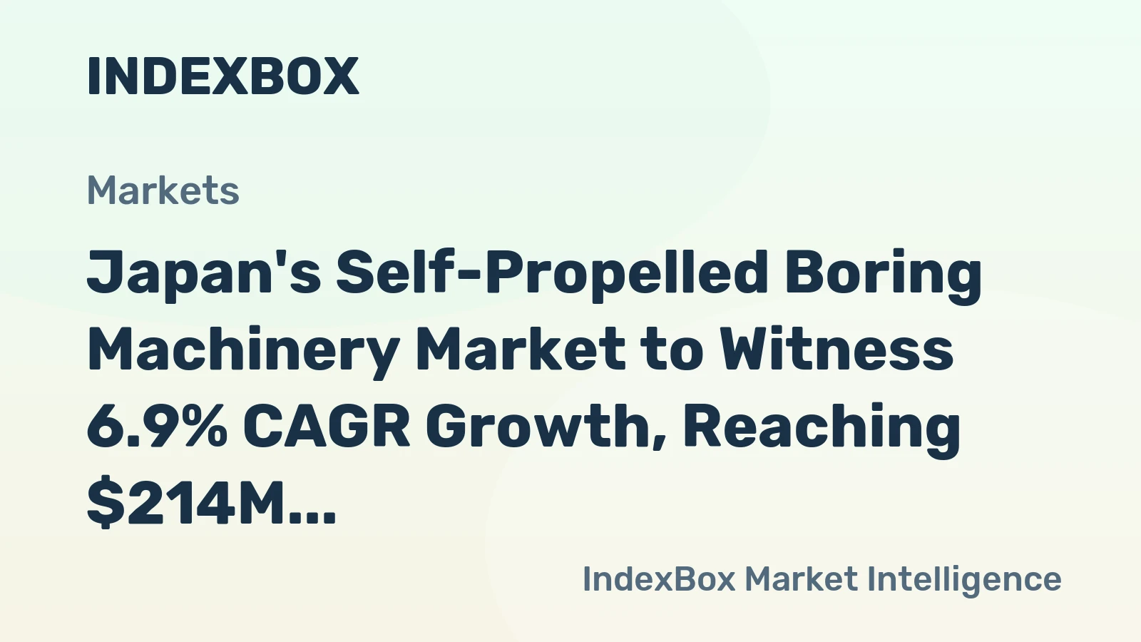 Japan's Self-Propelled Boring Machinery Market to Witness 6.9% CAGR Growth, Reaching $214M by 2035