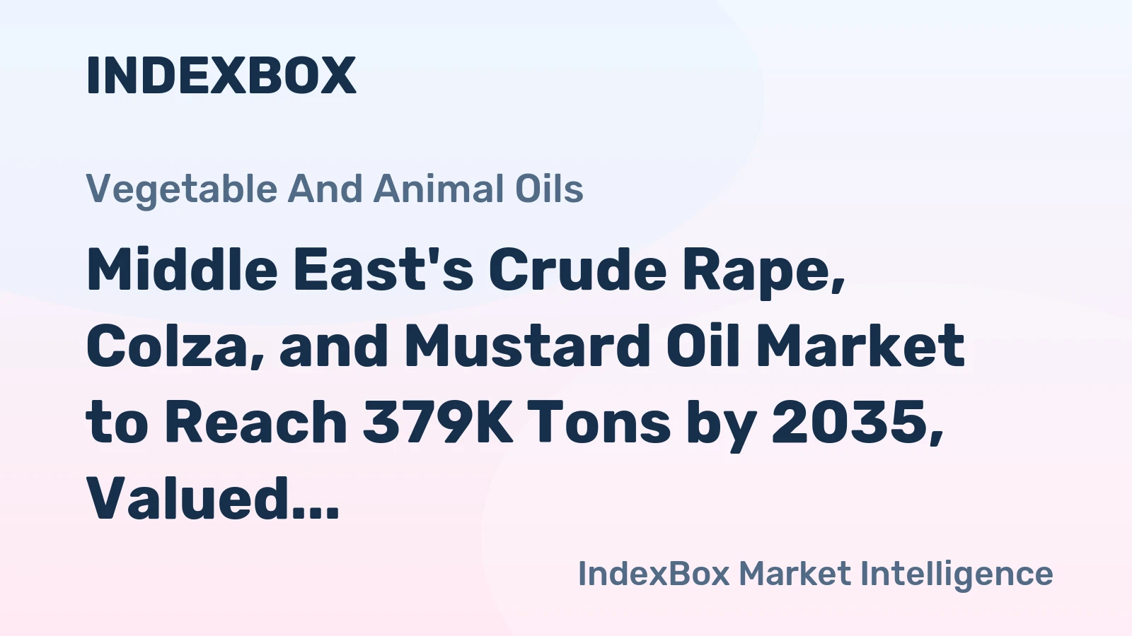 Middle East's Crude Rape, Colza, and Mustard Oil Market to Reach 379K Tons by 2035, Valued at $643M