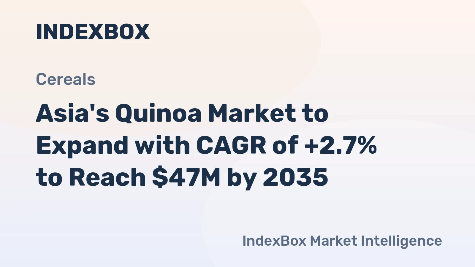 Asia's Quinoa Market to Expand with CAGR of +2.7% to Reach $47M by 2035