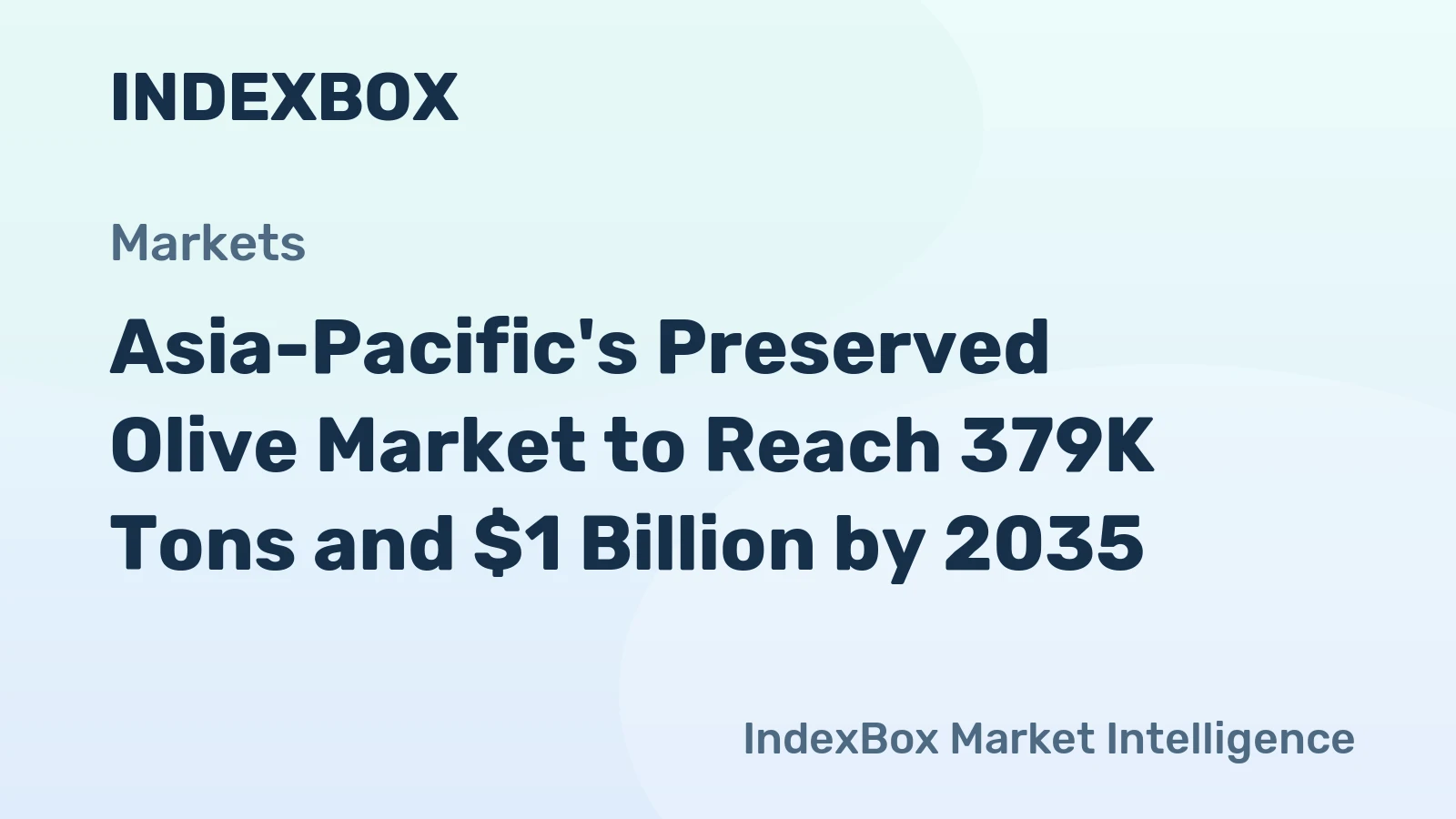Asia-Pacific's Preserved Olive Market to Reach 379K Tons and $1 Billion by 2035
