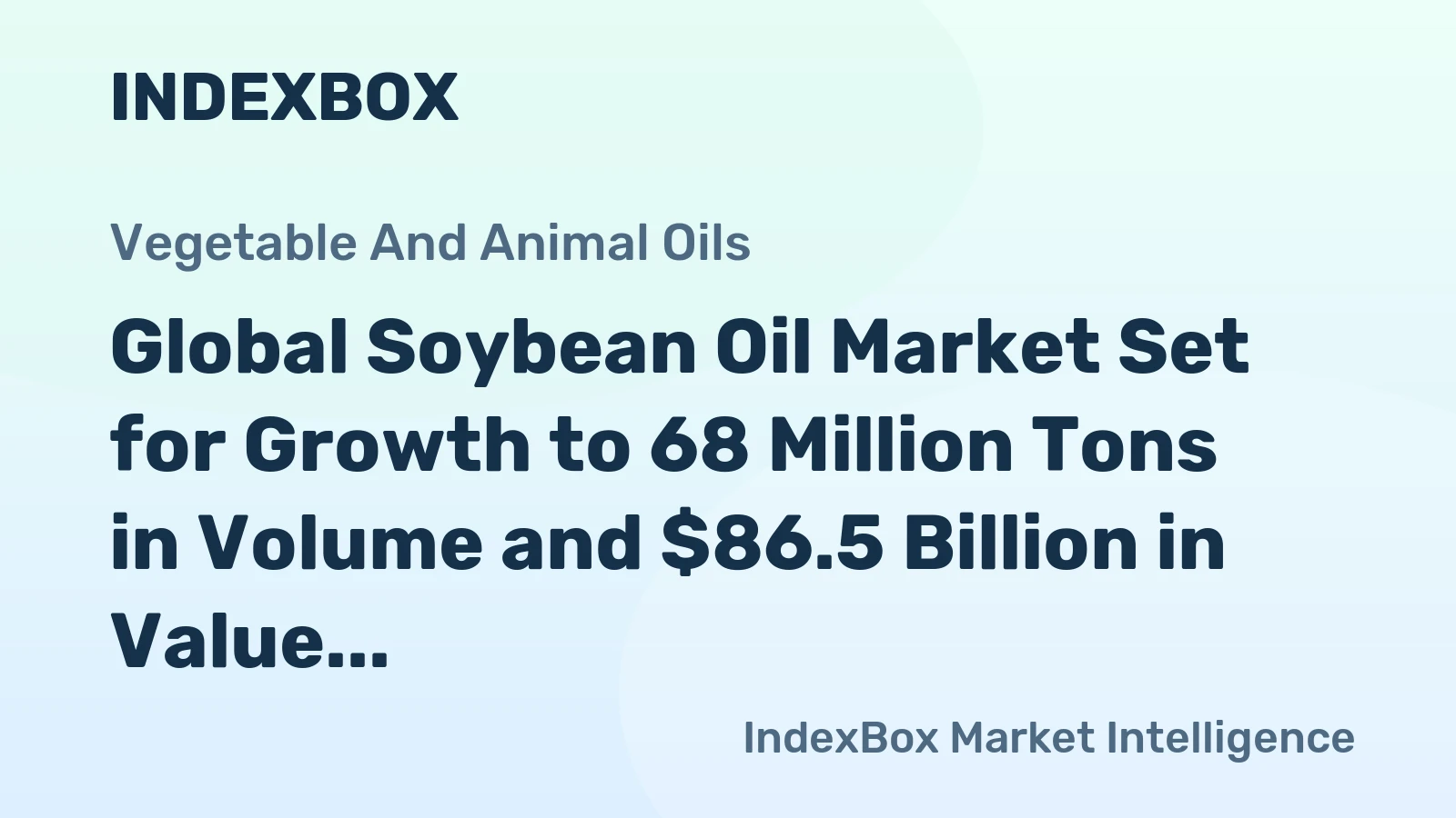 Global Soybean Oil Market Set for Growth to 68 Million Tons in Volume and $86.5 Billion in Value by 2035