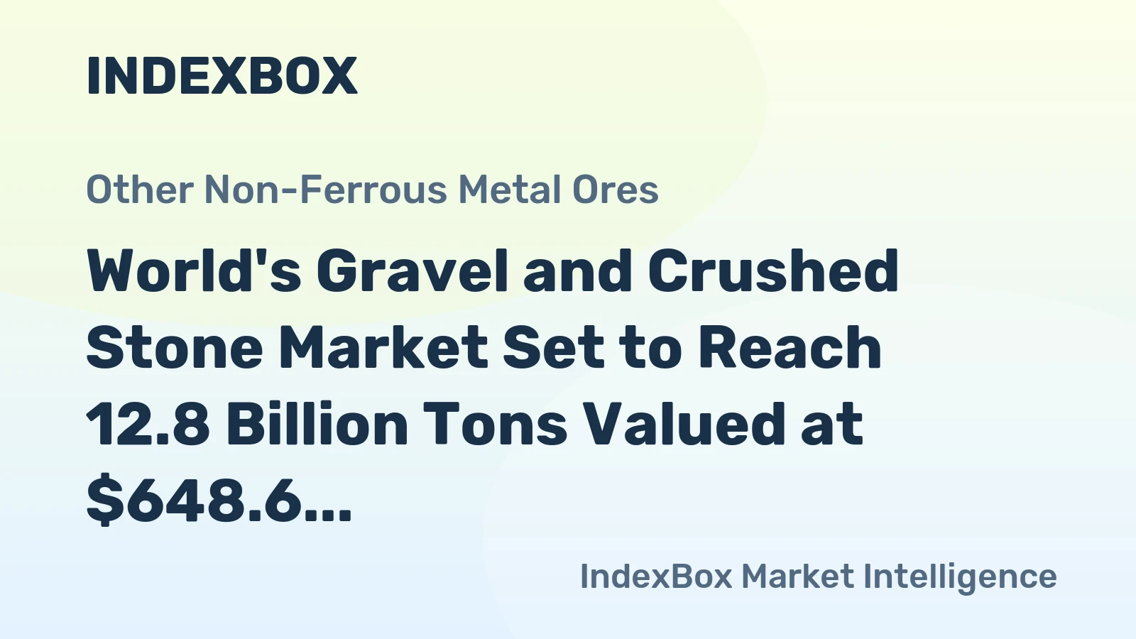 World's Gravel and Crushed Stone Market Set to Reach 12.8 Billion Tons Valued at $648.6 Billion by 2035
