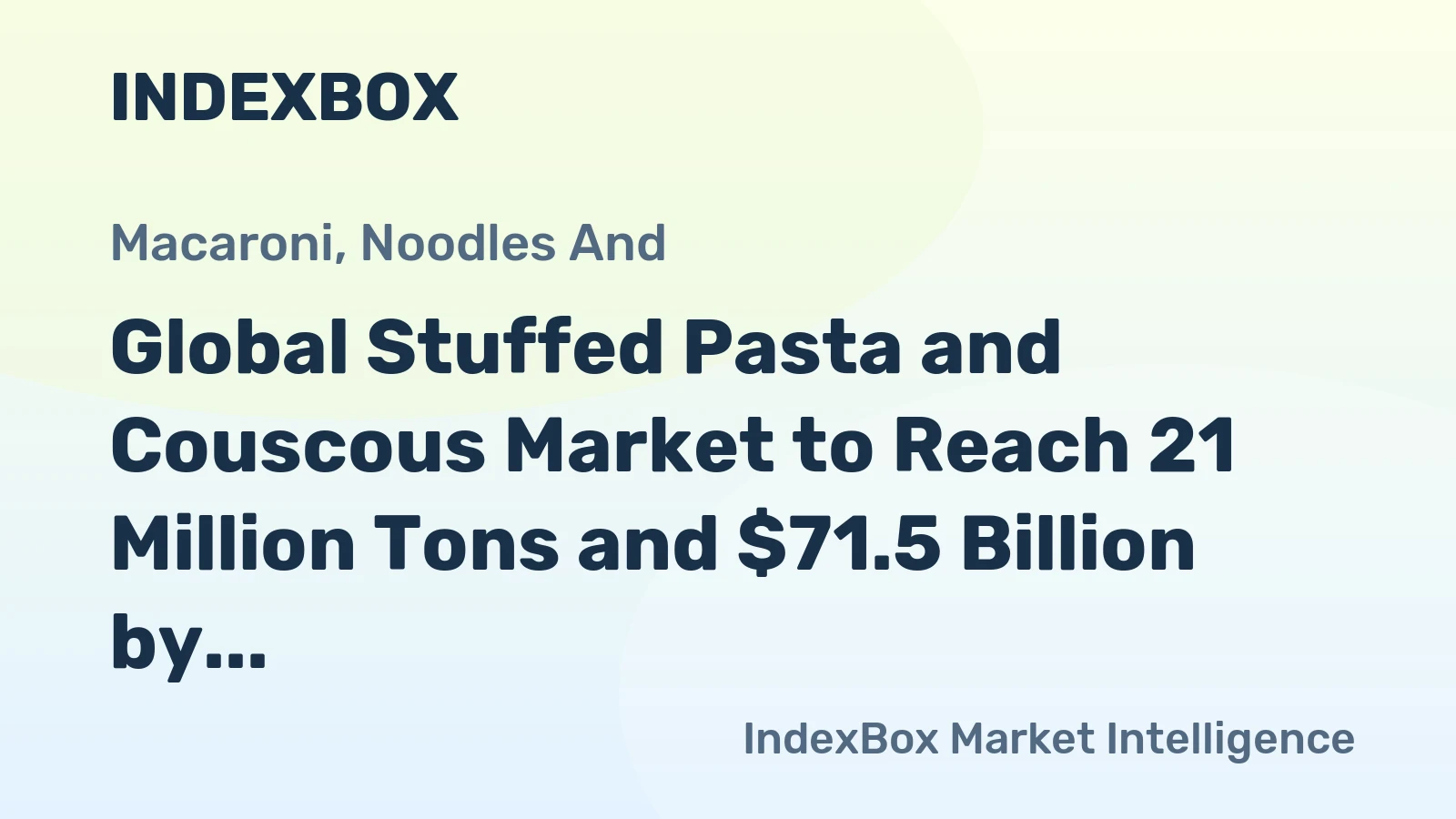 Global Stuffed Pasta and Couscous Market to Reach 21 Million Tons and $71.5 Billion by 2035