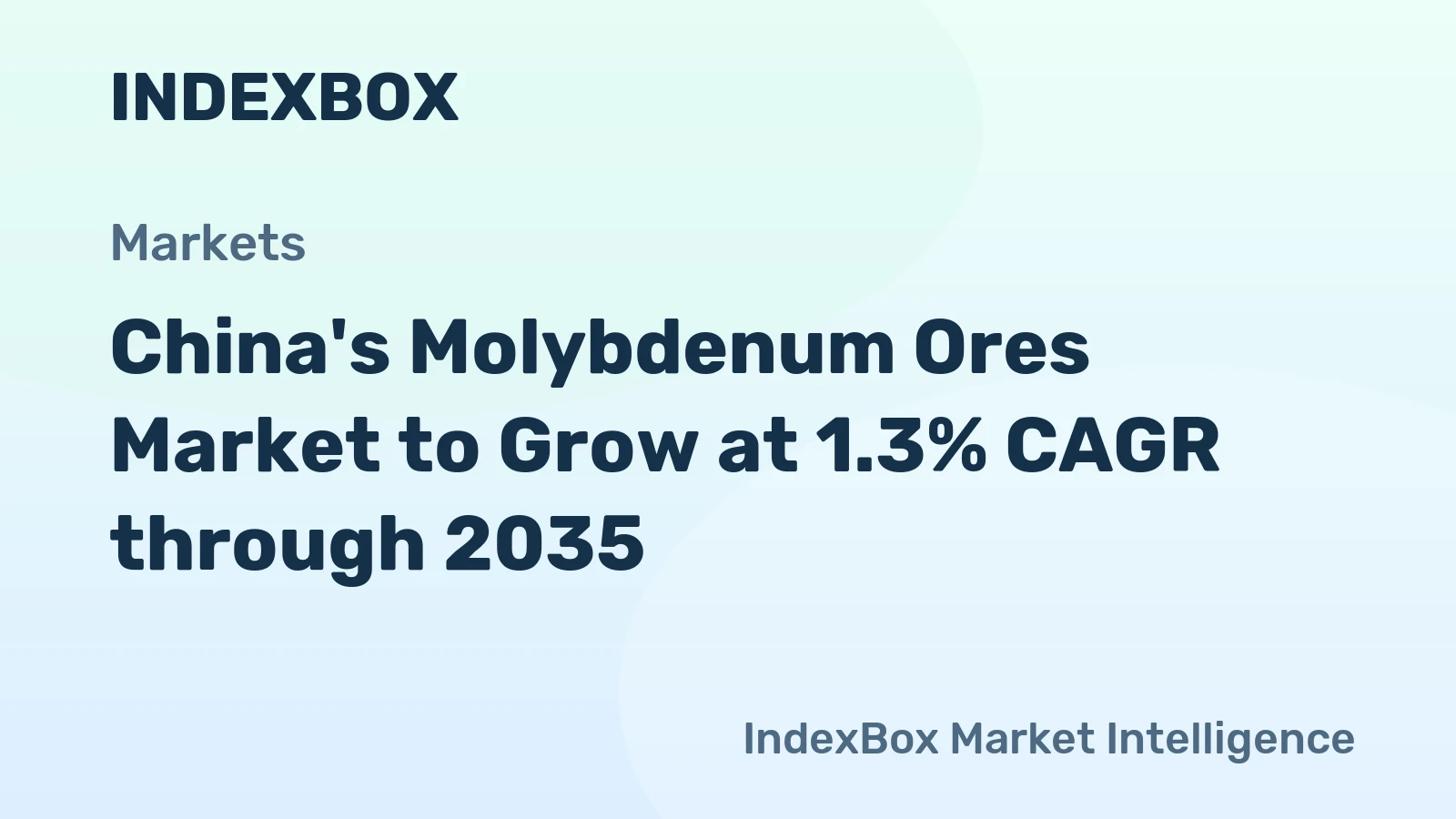 China's Molybdenum Ores Market to Grow at 1.3% CAGR through 2035