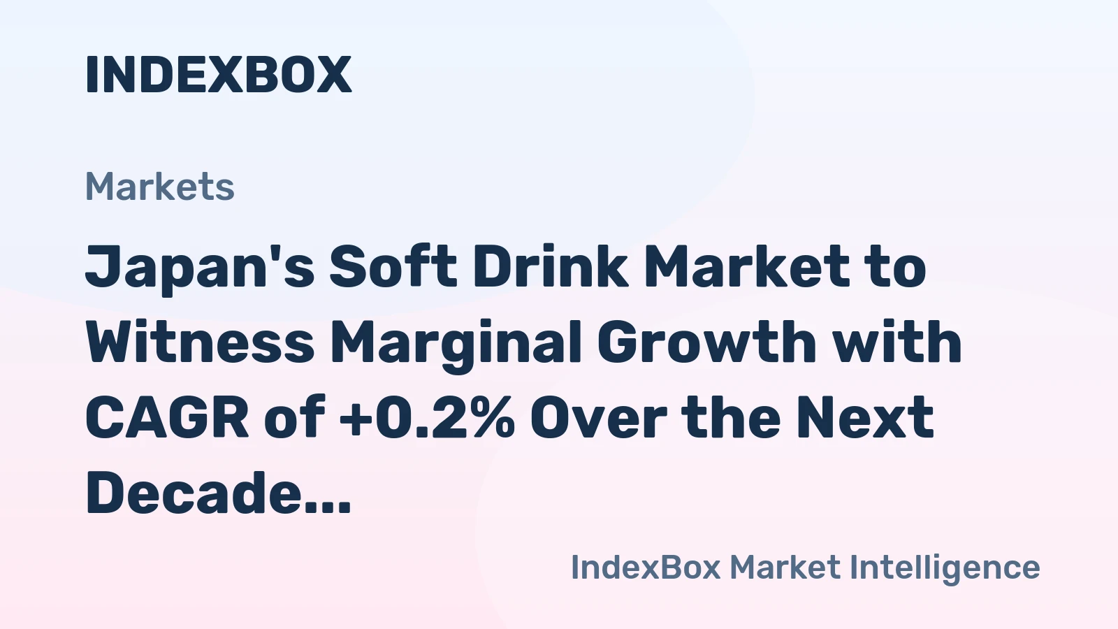 Japan's Soft Drink Market to Witness Marginal Growth with CAGR of +0.2% Over the Next Decade