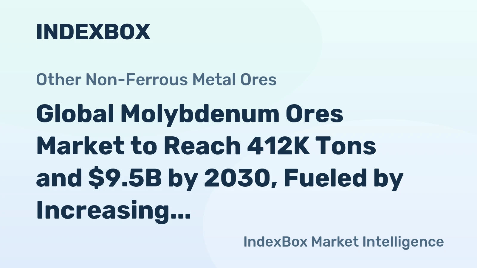 Global Molybdenum Ores Market to Reach 412K Tons and $9.5B by 2030, Fueled by Increasing Demand Worldwide