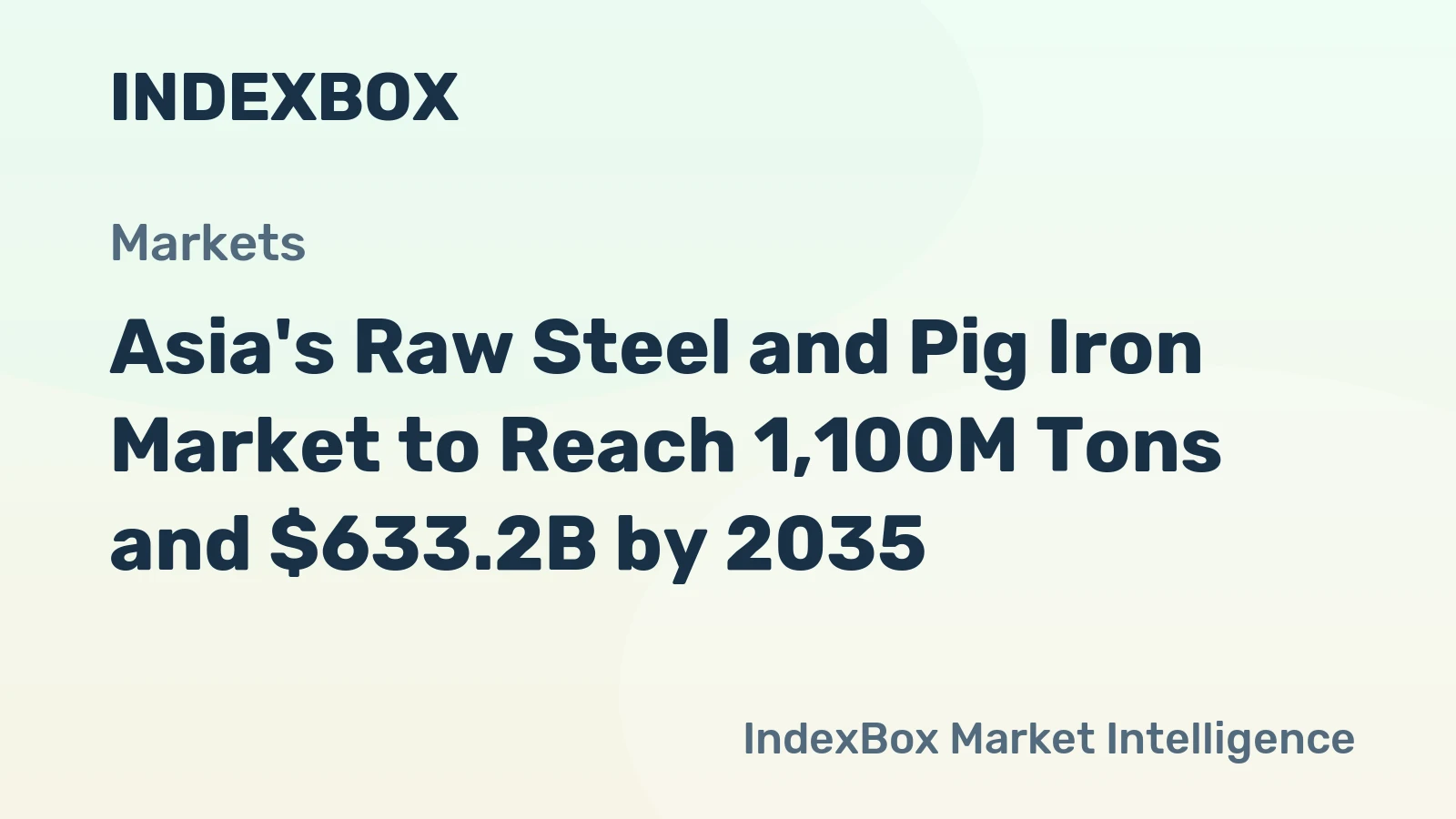 Asia's Raw Steel and Pig Iron Market to Reach 1,100M Tons and $633.2B by 2035