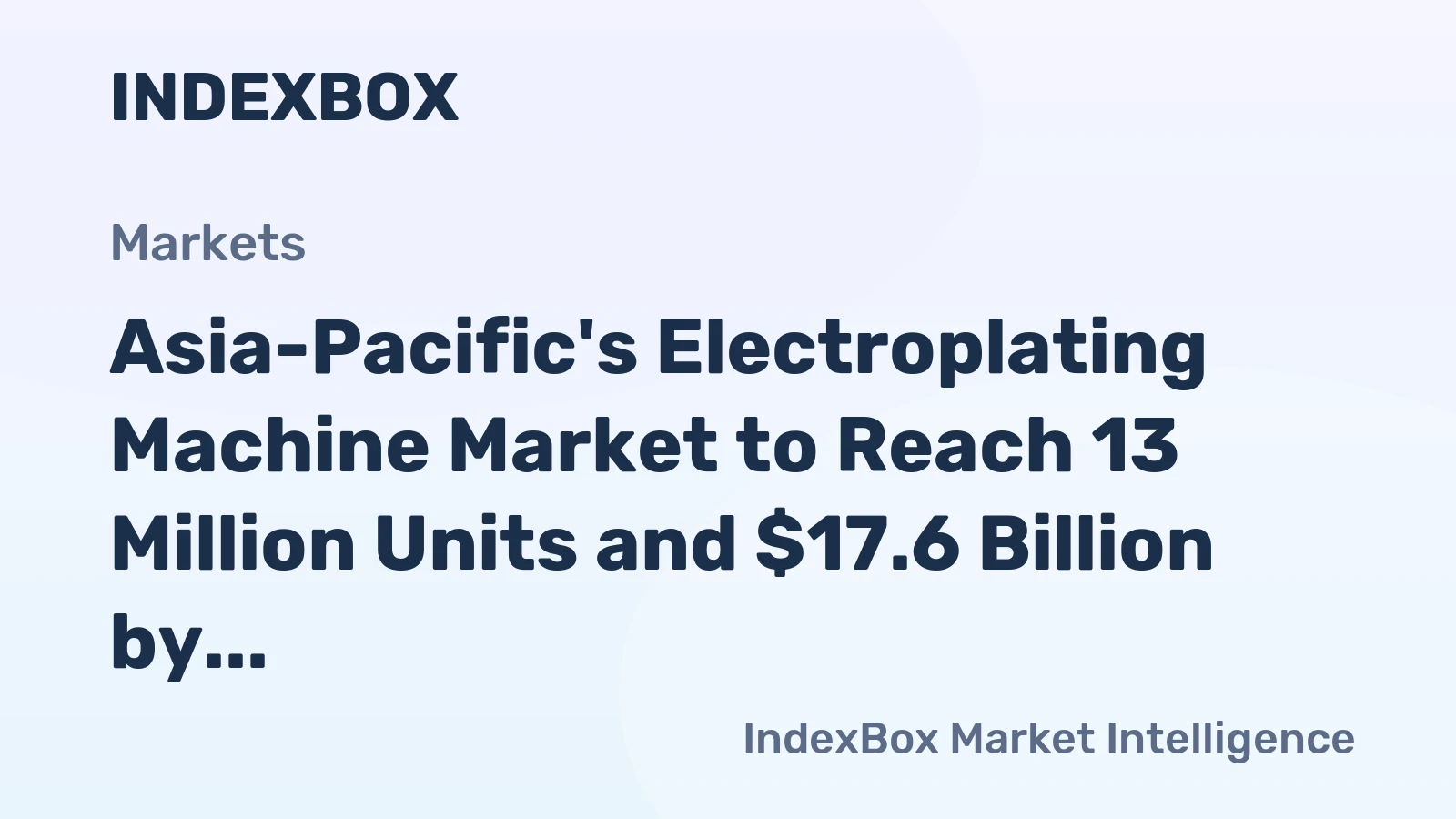 Asia-Pacific's Electroplating Machine Market to Reach 13 Million Units and $17.6 Billion by 2035