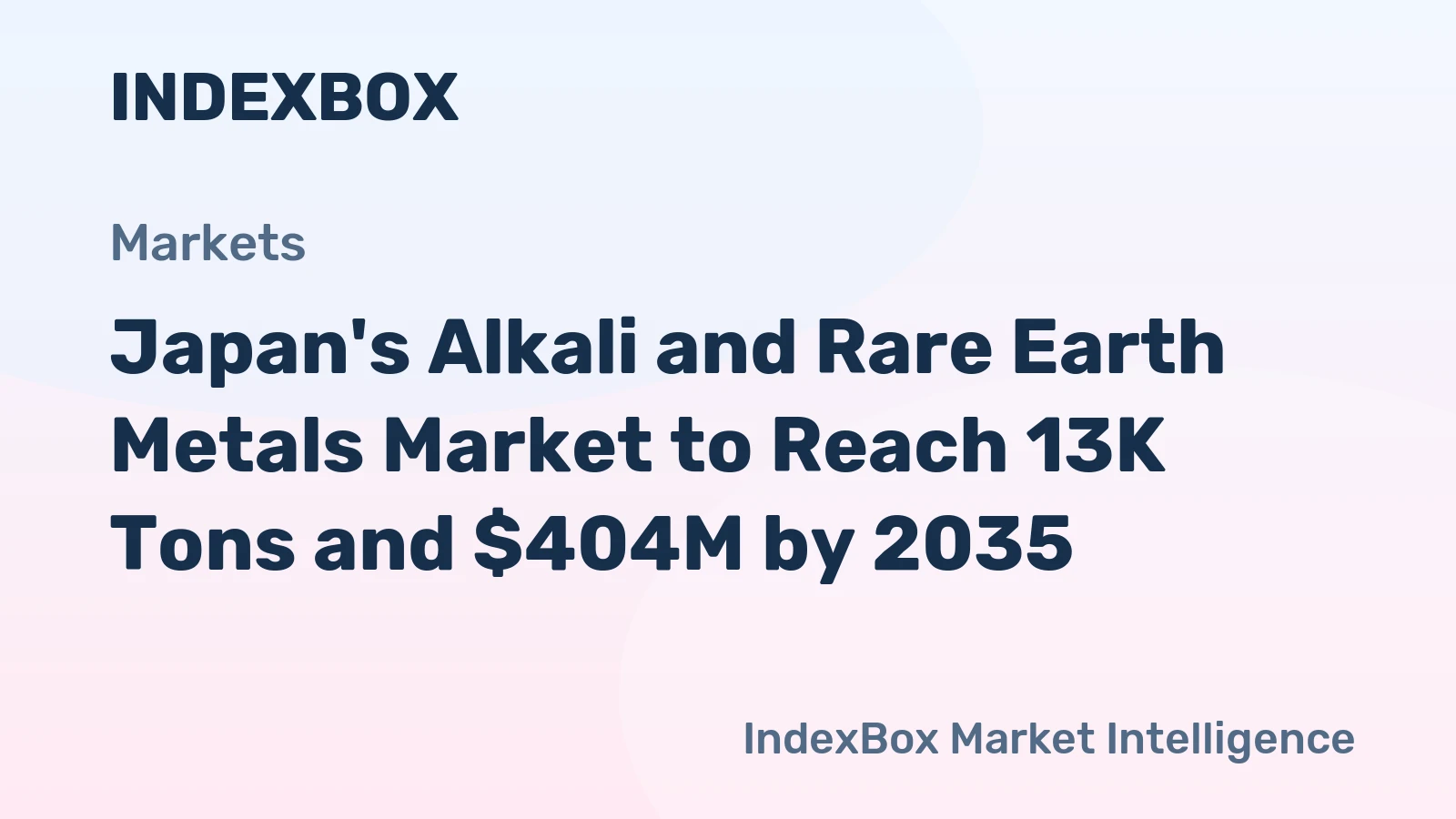 Japan's Alkali and Rare Earth Metals Market to Reach 13K Tons and $404M by 2035