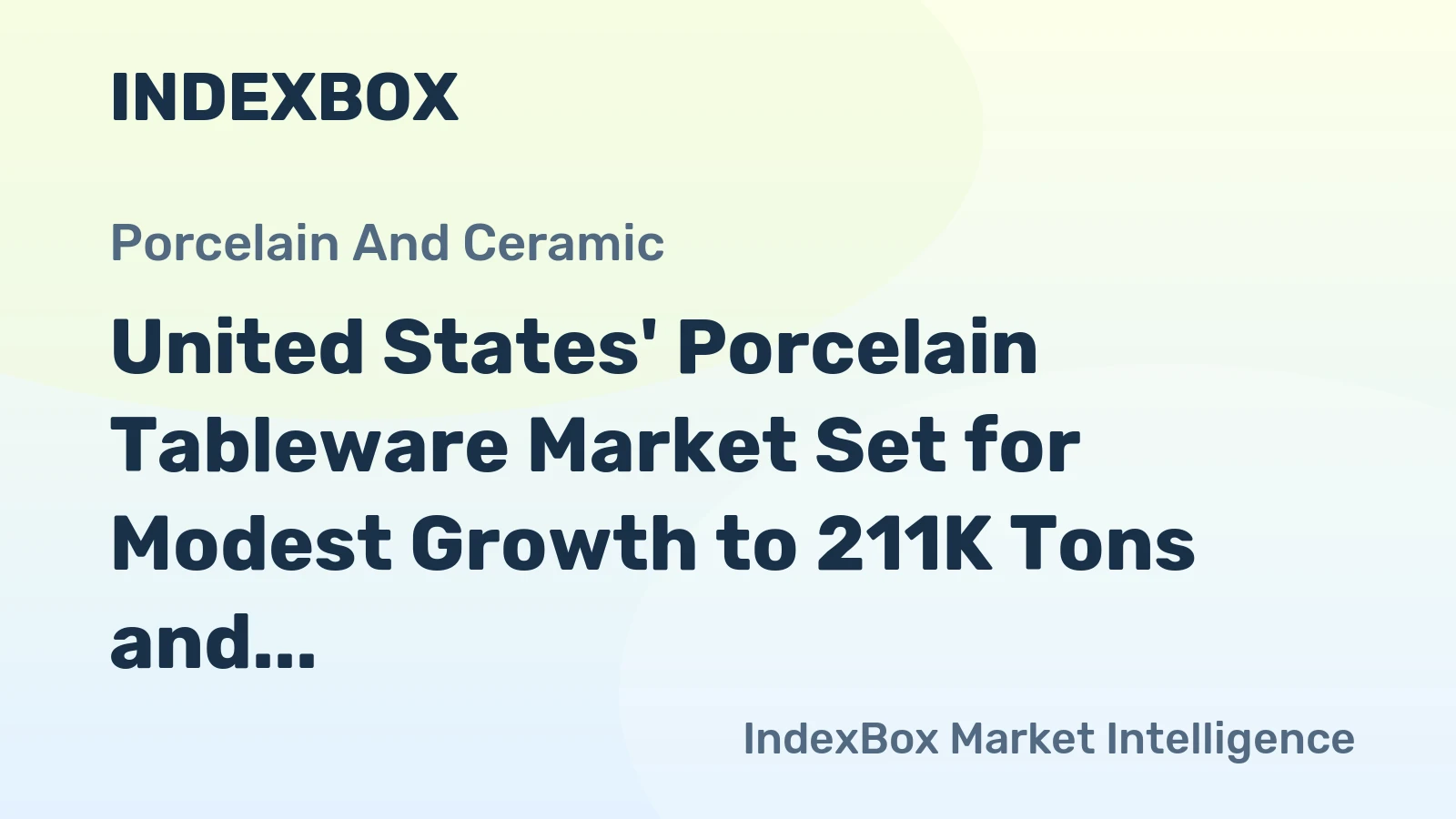 United States' Porcelain Tableware Market Set for Modest Growth to 211K Tons and $2.6B