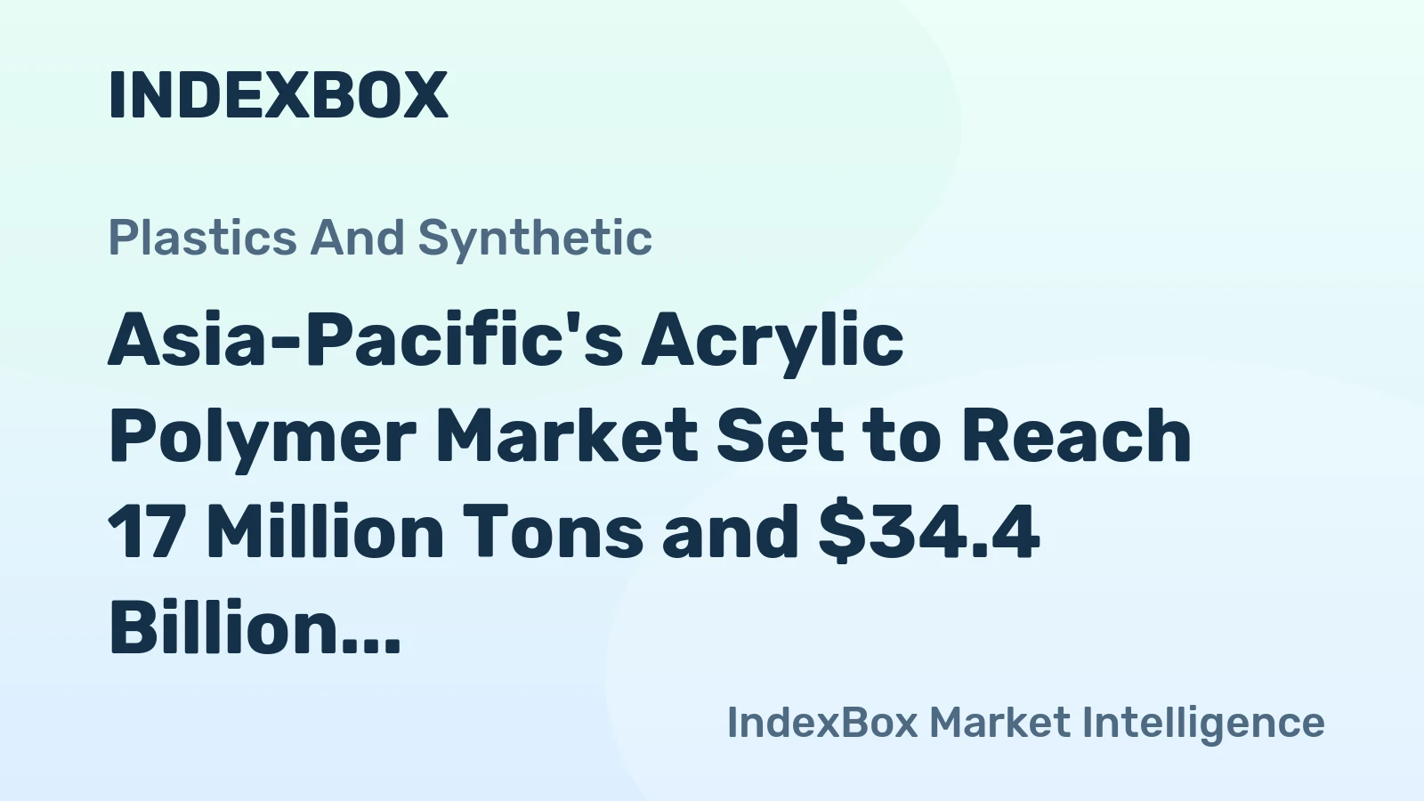 Asia-Pacific's Acrylic Polymer Market Set to Reach 17 Million Tons and $34.4 Billion by 2035