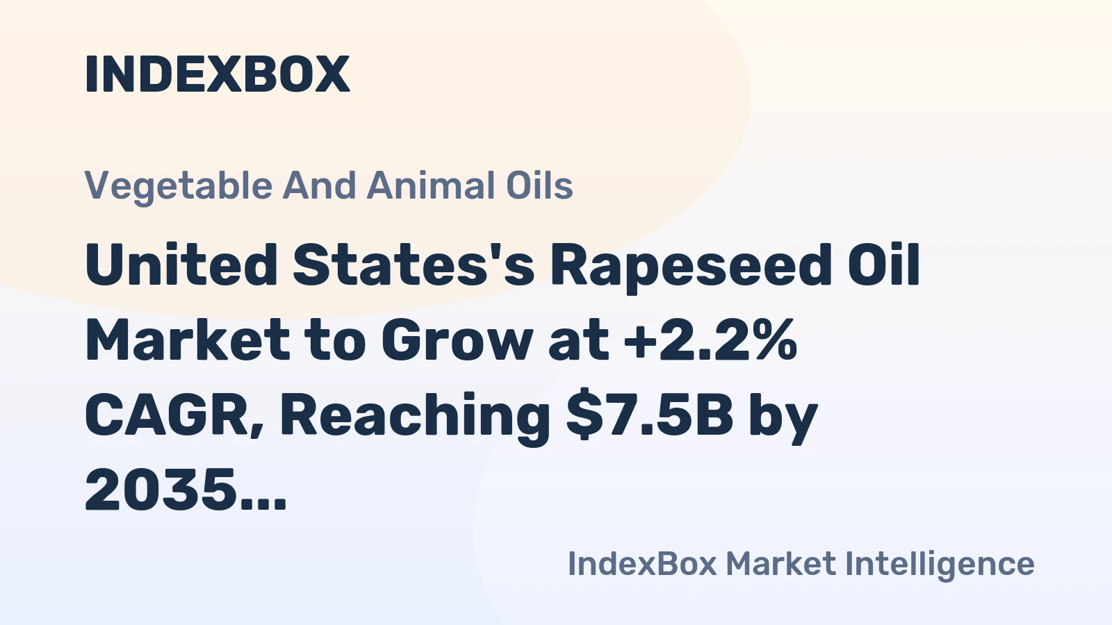 United States's Rapeseed Oil Market to Grow at +2.2% CAGR, Reaching $7.5B by 2035
