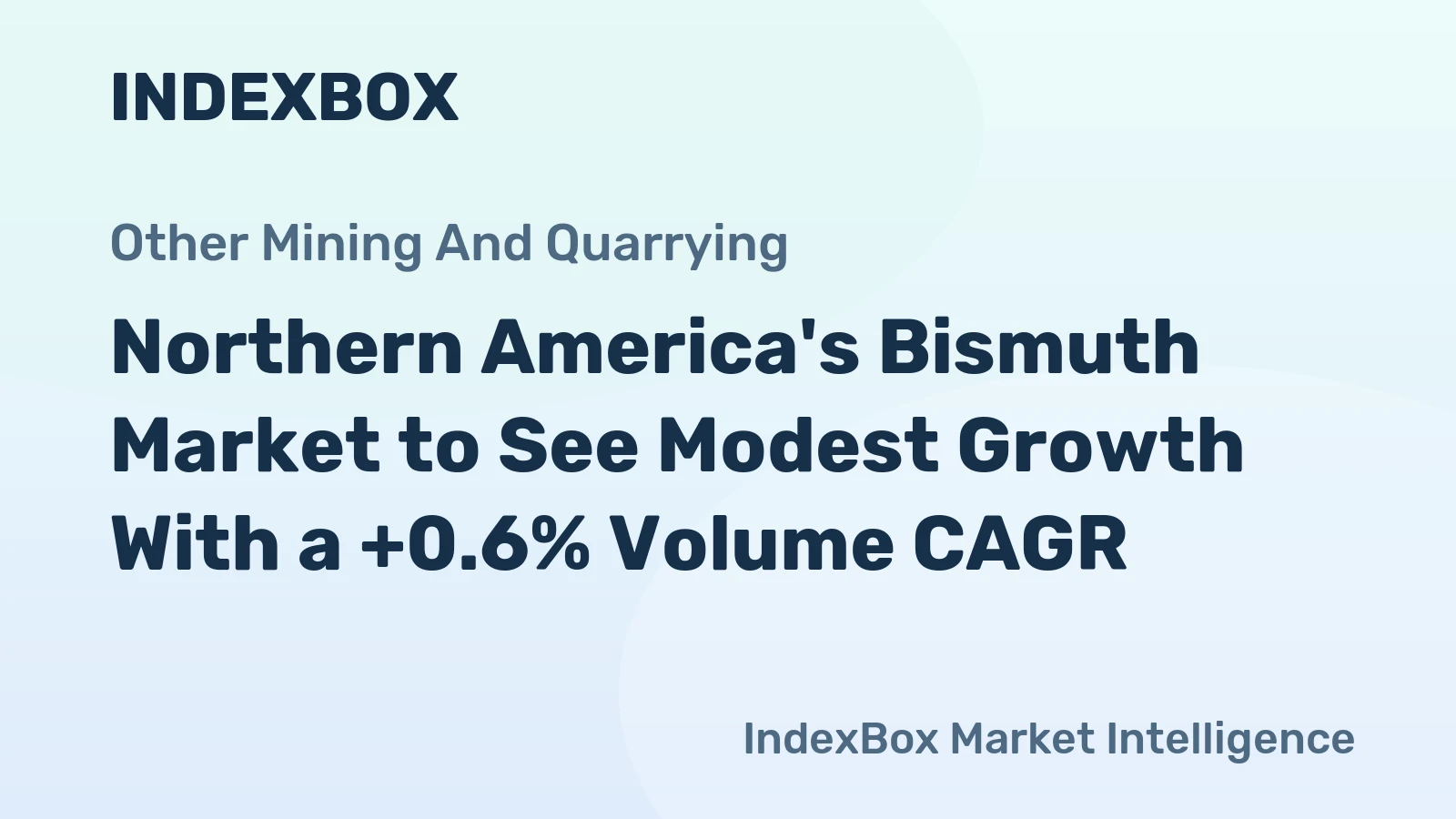 Northern America's Bismuth Market to See Modest Growth With a +0.6% Volume CAGR