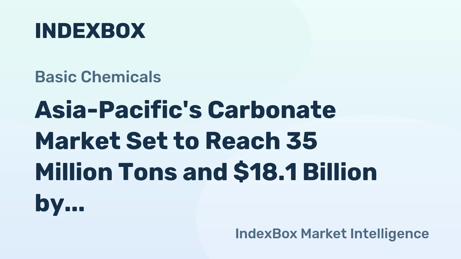 Asia-Pacific's Carbonate Market Set to Reach 35 Million Tons and $18.1 Billion by 2035