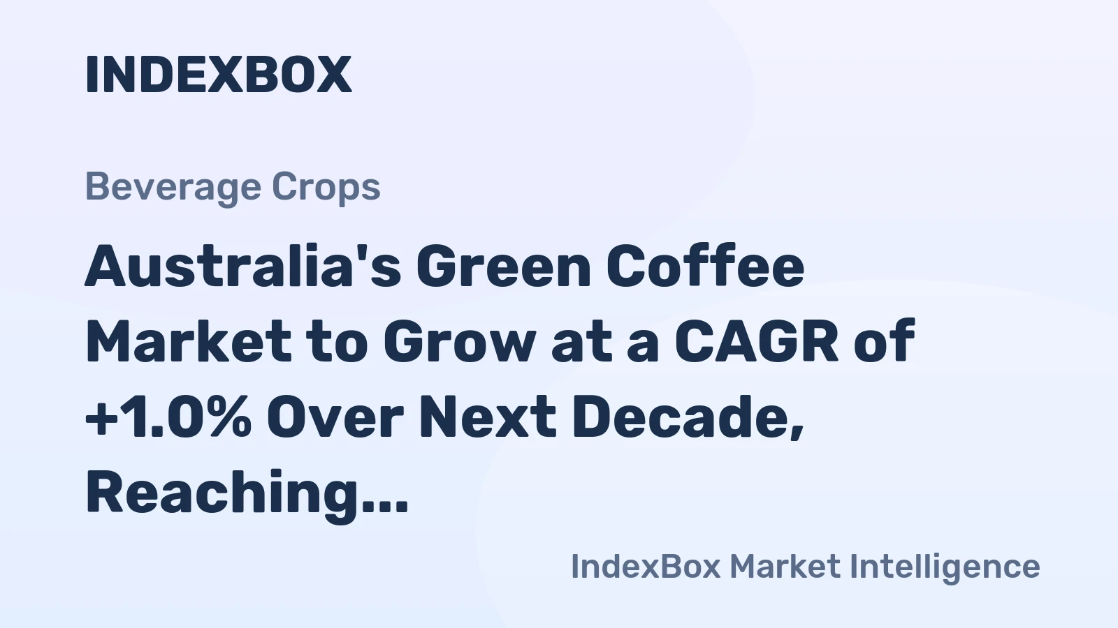 Australia's Green Coffee Market to Grow at a CAGR of +1.0% Over Next Decade, Reaching $486M by 2035