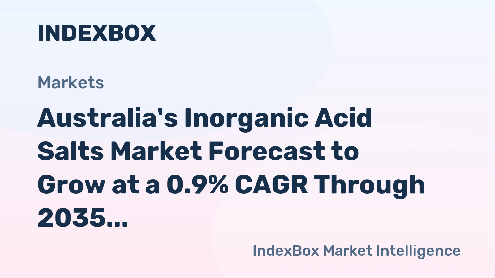 Australia's Inorganic Acid Salts Market Forecast to Grow at a 0.9% CAGR Through 2035