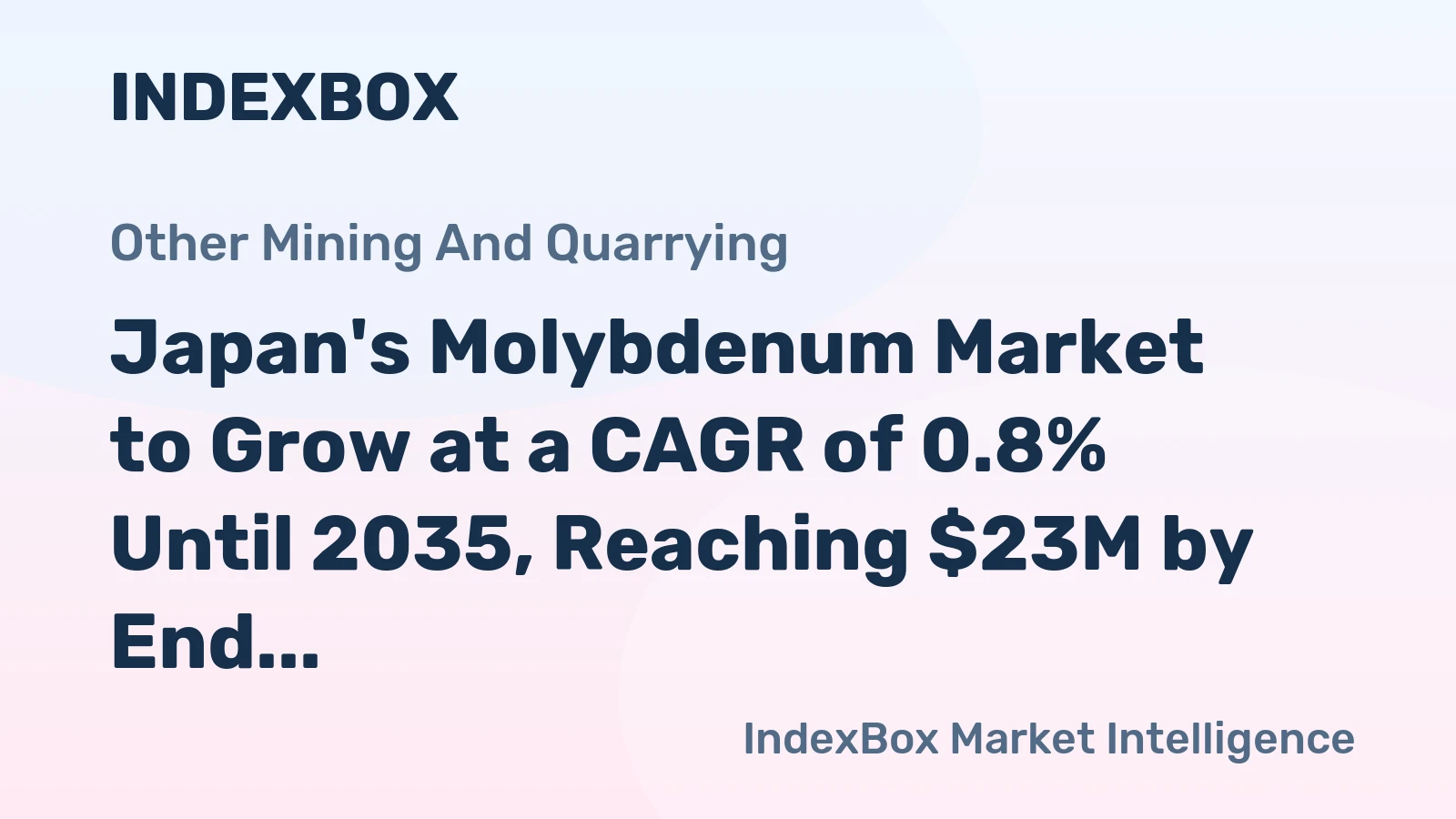 Japan's Molybdenum Market to Grow at a CAGR of 0.8% Until 2035, Reaching $23M by End of Period