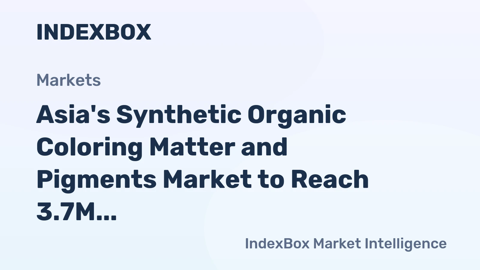 Asia's Synthetic Organic Coloring Matter and Pigments Market to Reach 3.7M Tons and $24.4B by 2035