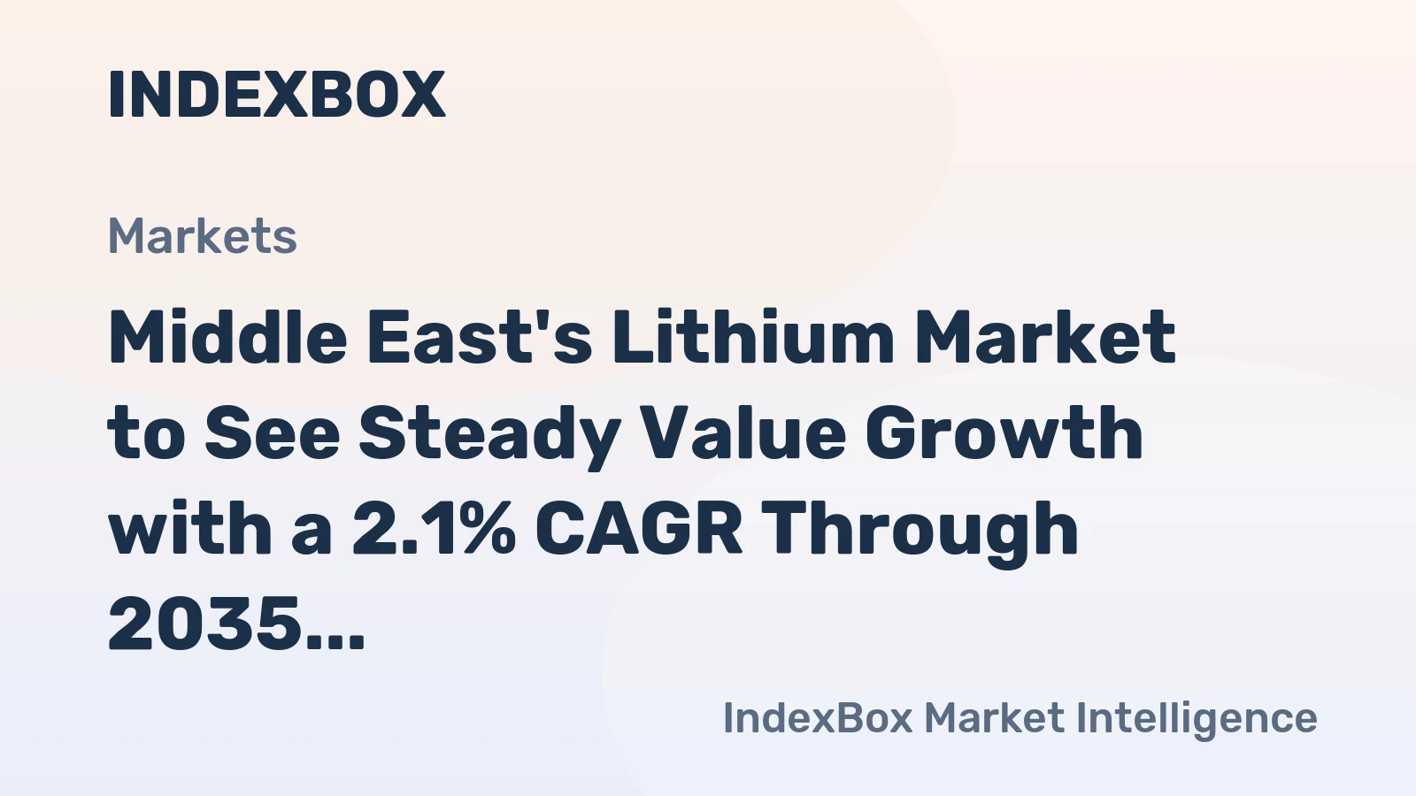 Middle East's Lithium Market to See Steady Value Growth with a 2.1% CAGR Through 2035